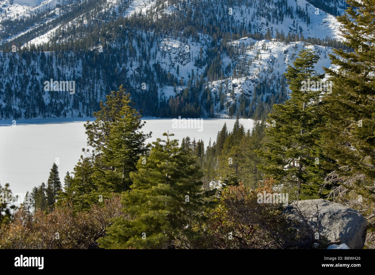Iced over lake at Lake Tahoe Stock Photo - Alamy