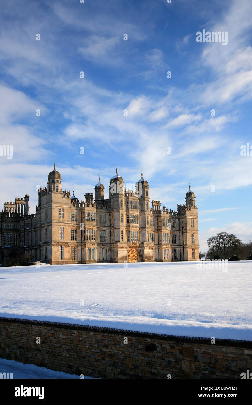 Landscape Winter Snow Scene West Elevation Burghley House Elizabethan ...