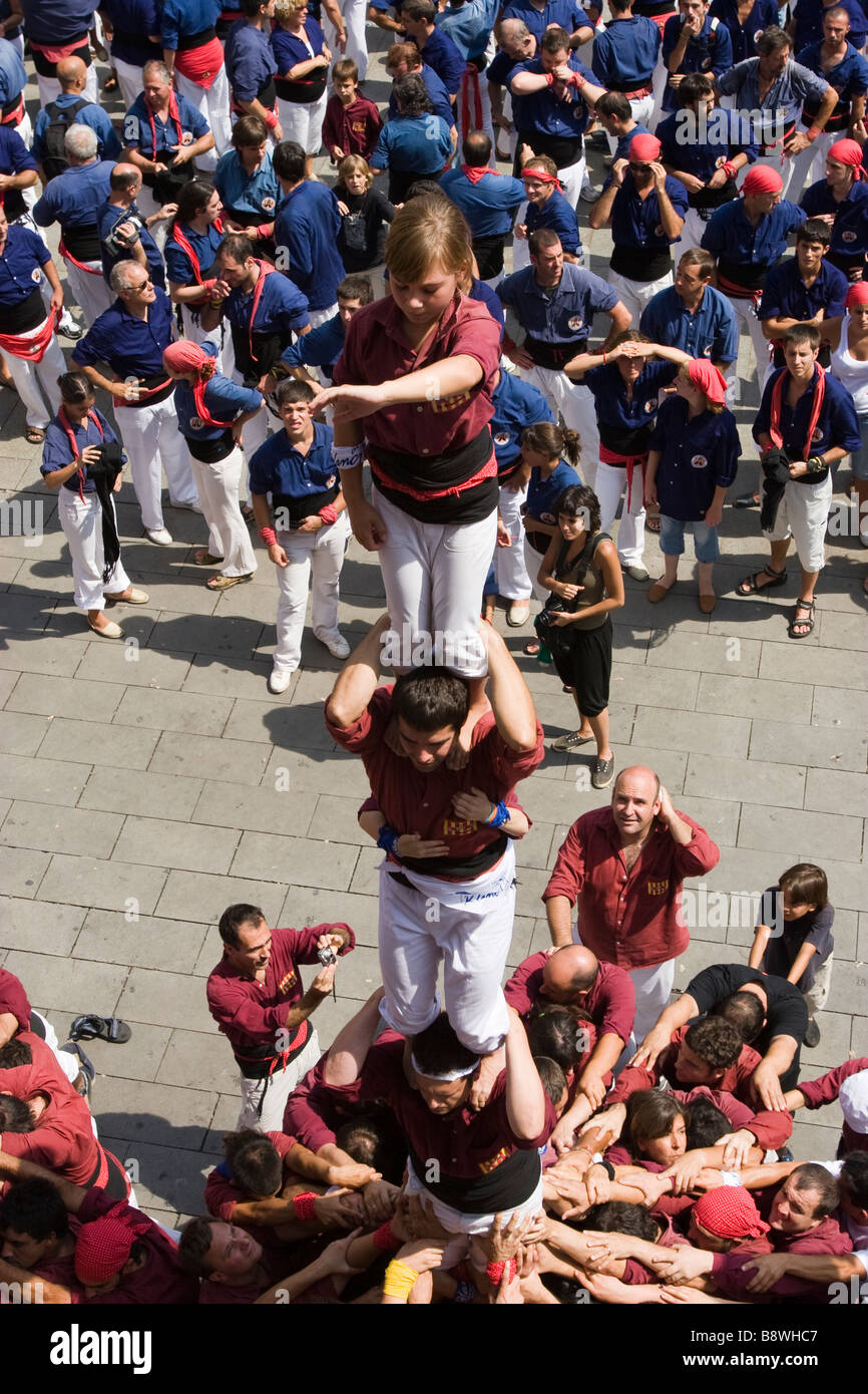 Human castles castellers in Granollers Stock Photo - Alamy