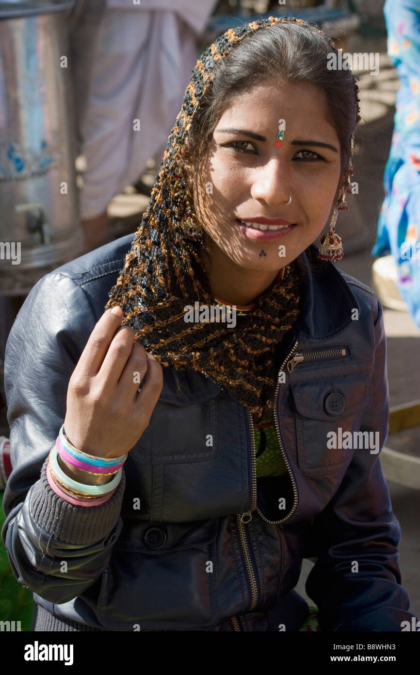 Indian woman smiling Pushkar Rajasthan India Stock Photo - Alamy