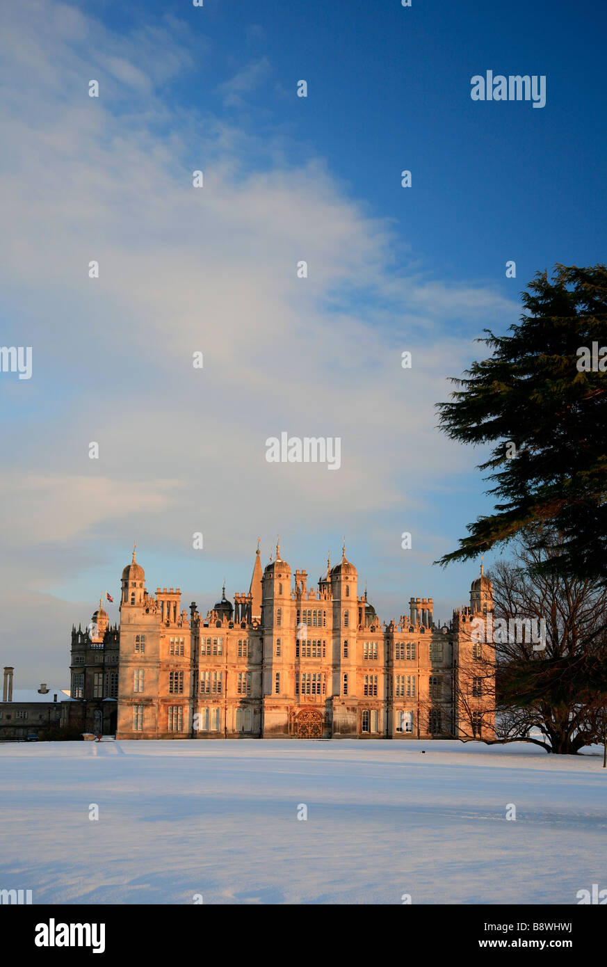Landscape Winter Snow Scene West Elevation Burghley House Elizabethan ...