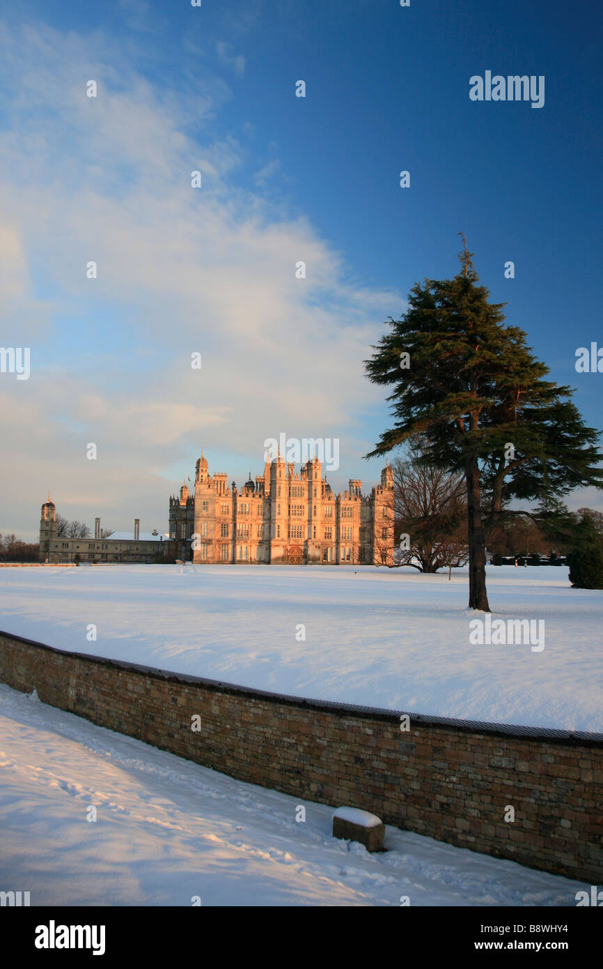 Landscape Winter Snow Scene West Elevation Burghley House Elizabethan ...