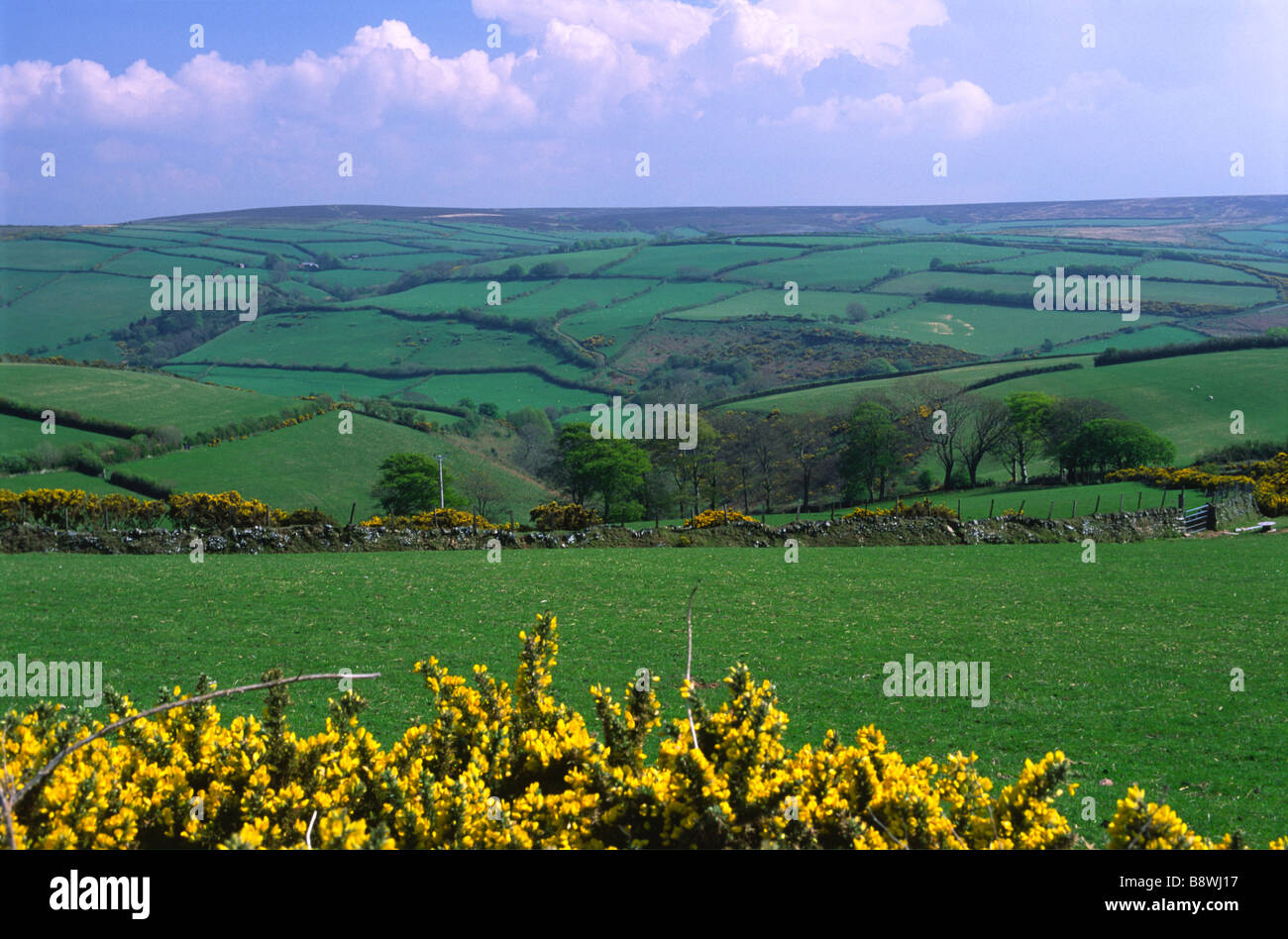 Looking over the unspoilt countryside of the Exmoor National Park ...
