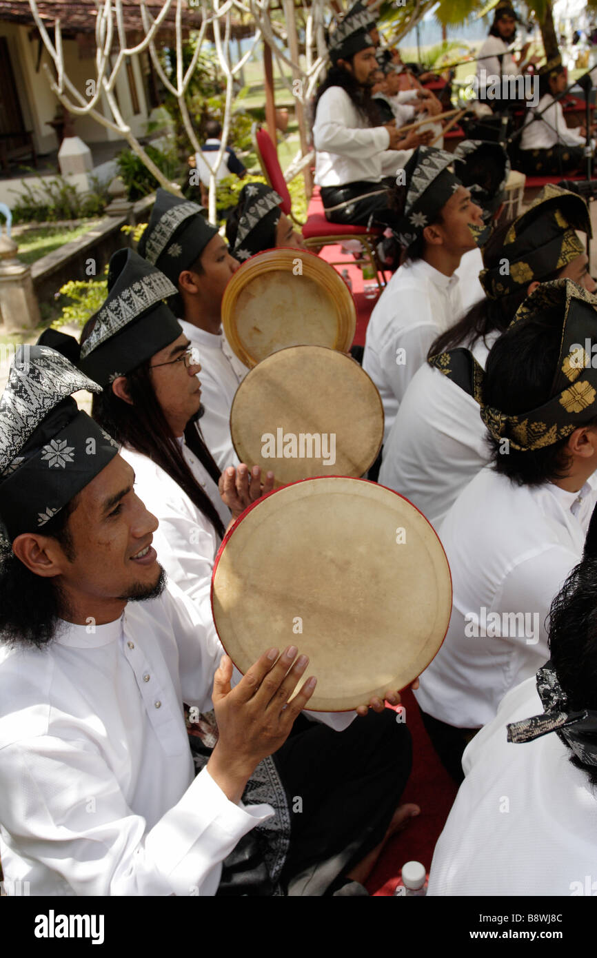 Playing traditional Malay music during a wedding at Aryani resort in ...