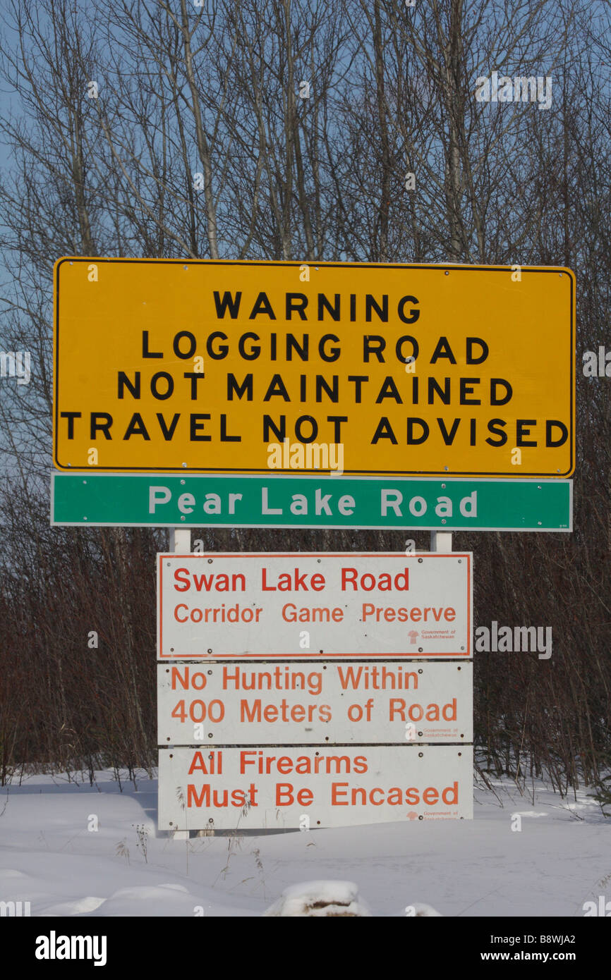 Logging Warning Sign Saskatchewan North Stock Photo - Alamy