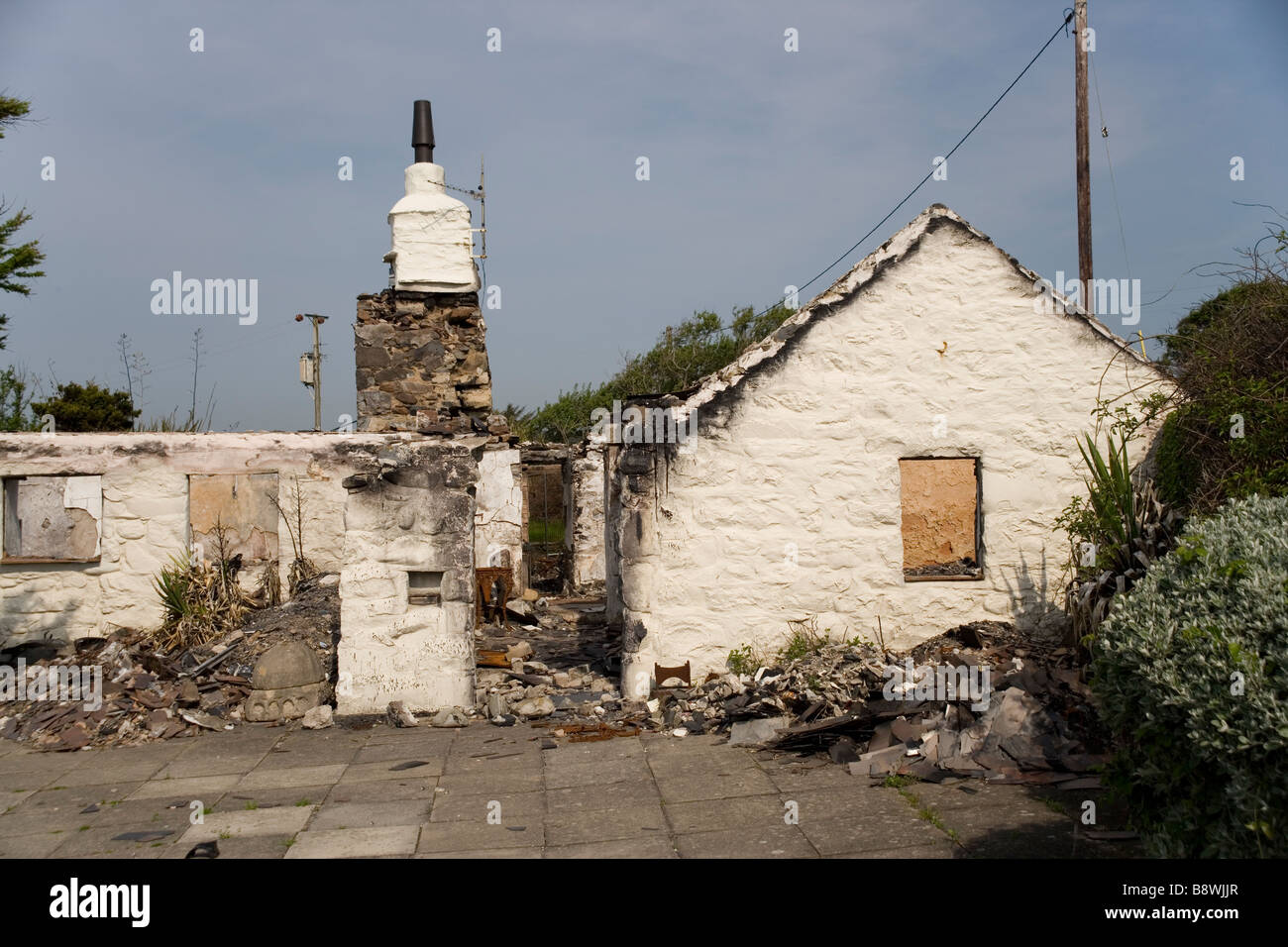 Burnt down Cottage from an arson attack on the Lleyn Peninsula coastal ...