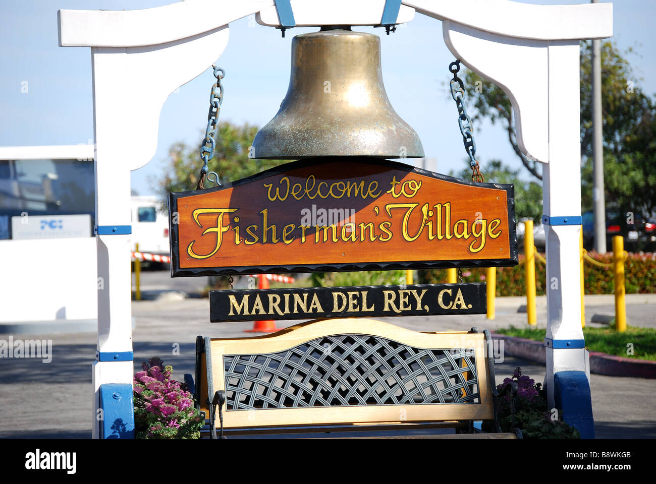 Entrance sign, Fisherman's Village, Marina del Rey, Los Angeles ...