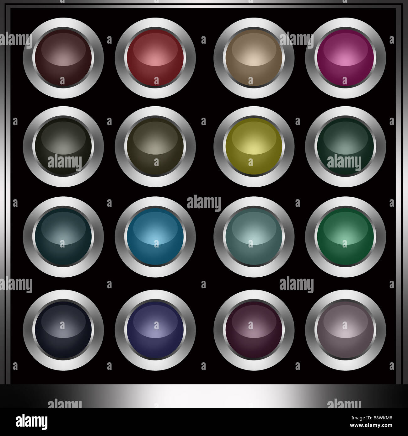 Plastic Digital Buttons in a Metallic Frame Stock Photo - Alamy