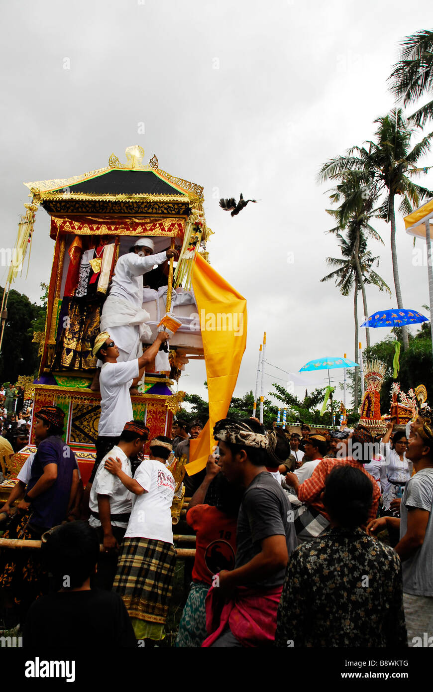 Releasing chicken at cremation ceremony, gianyar,Bali,Indonesia Stock ...