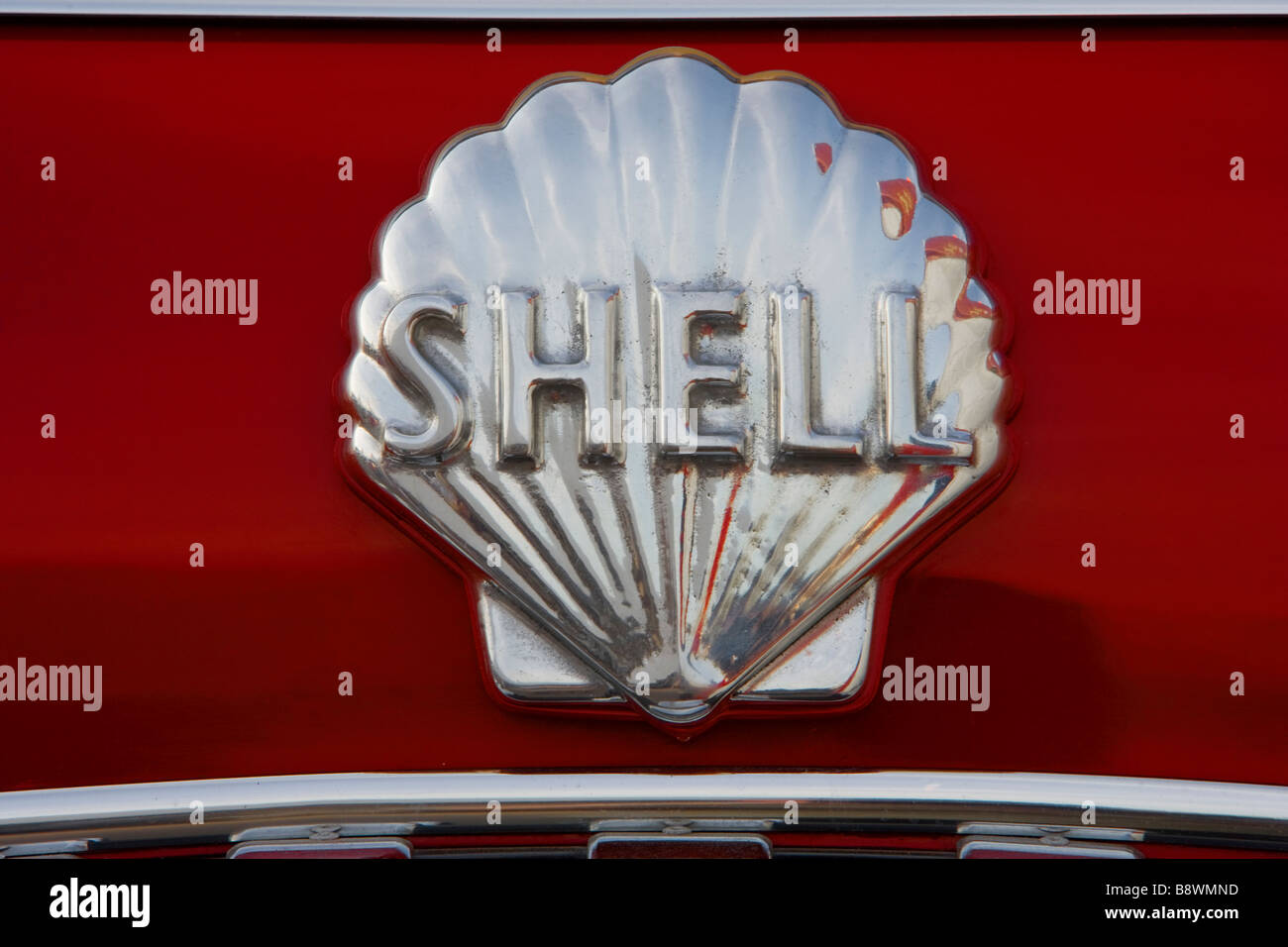 vintage shell metal badge on the front of a vintage truck taken at ...