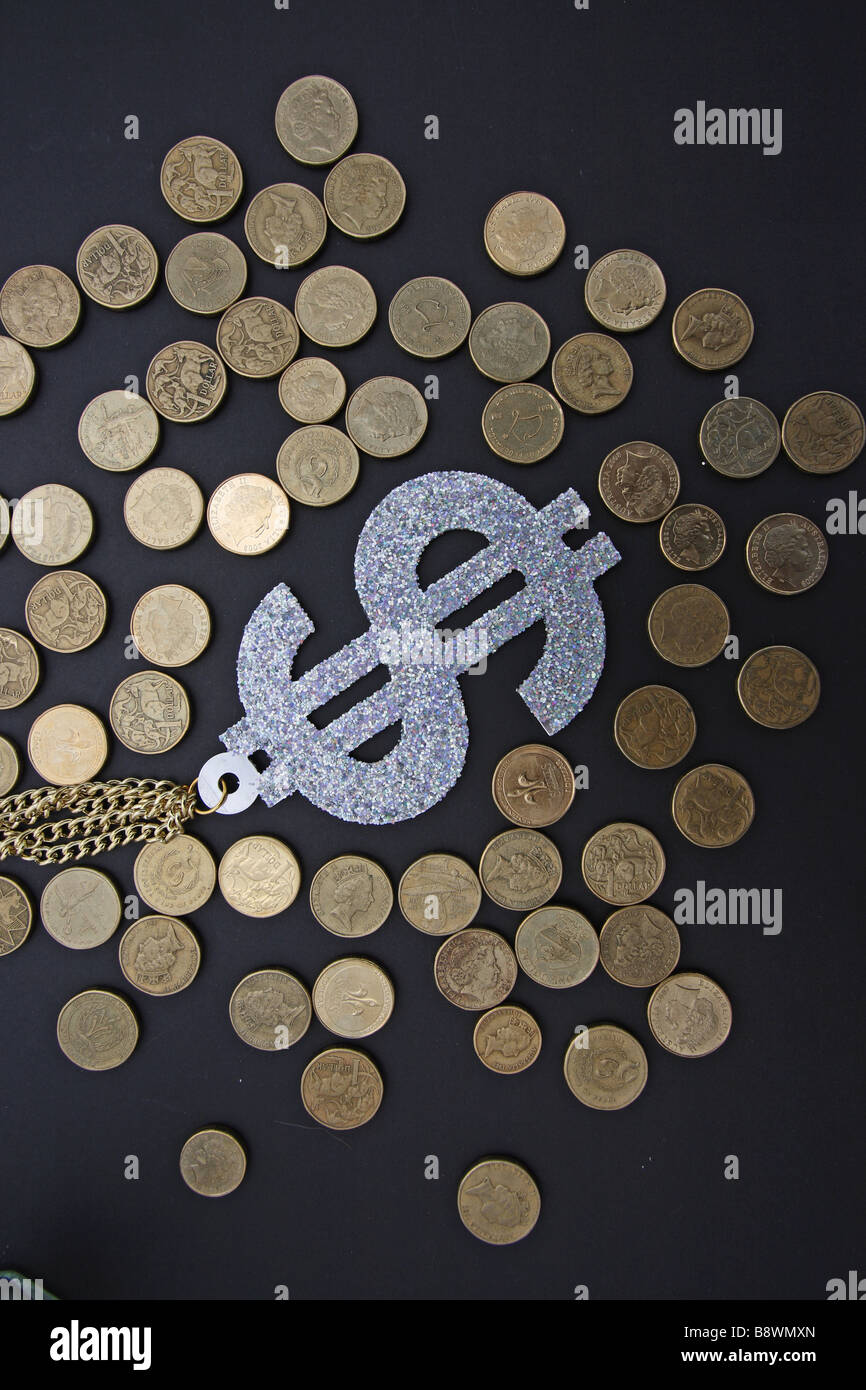 Inverted sparkling silver dollar sign hi-res stock photography and ...