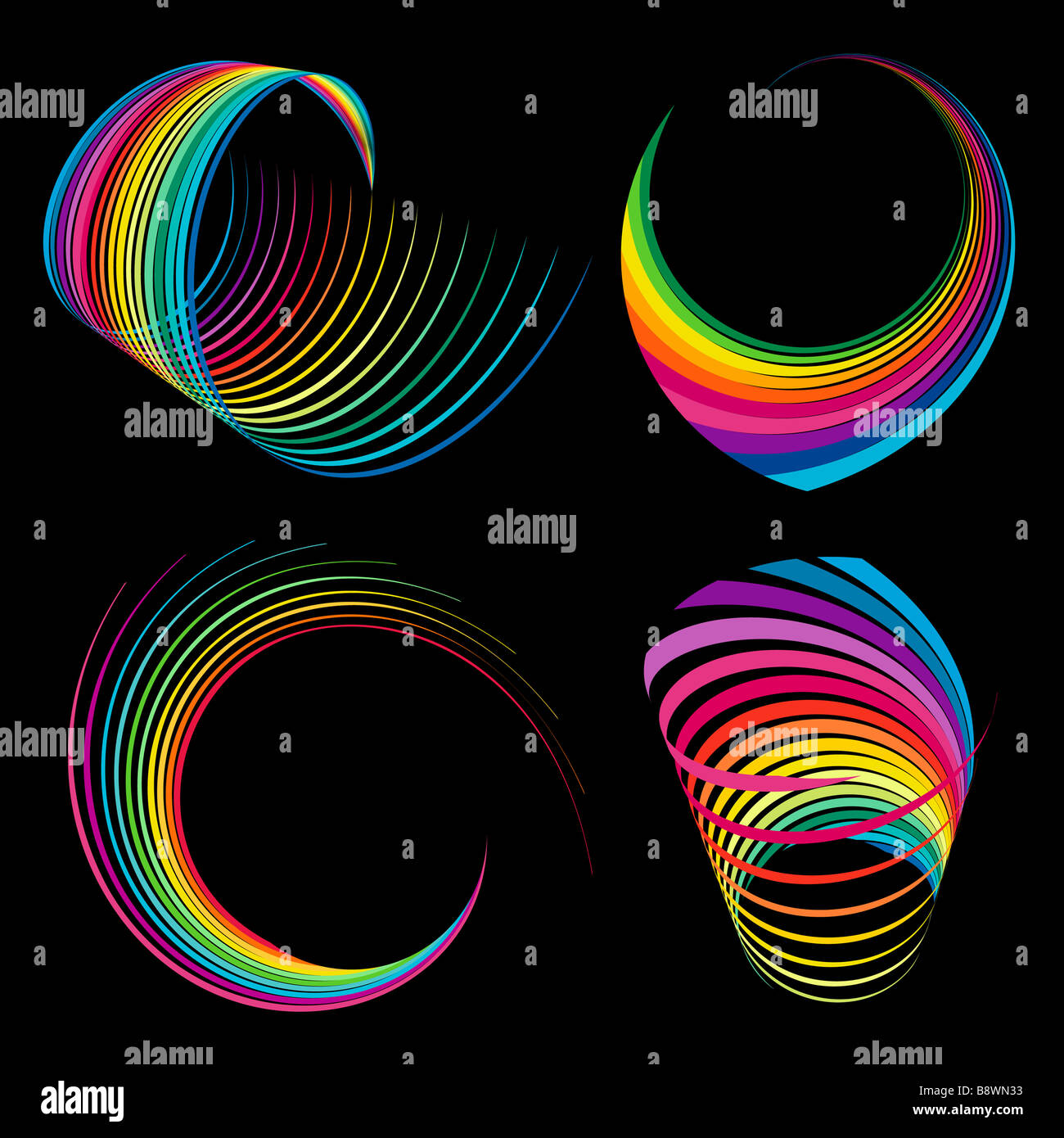 Various abstract rainbow ribbons Stock Photo - Alamy