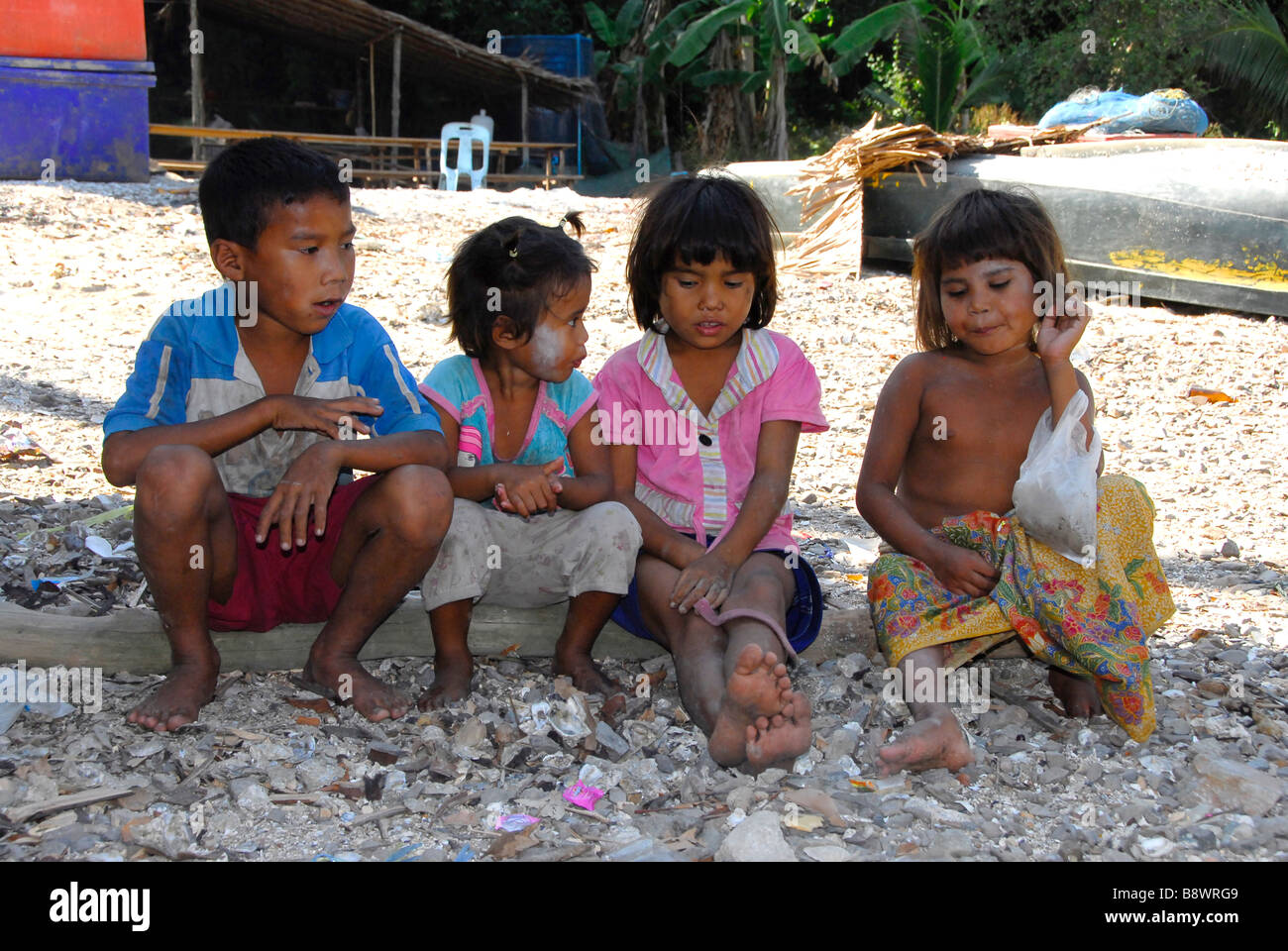 Moken sea gypsy children at Lhao Island,Ranong,Southern Thailand Stock ...