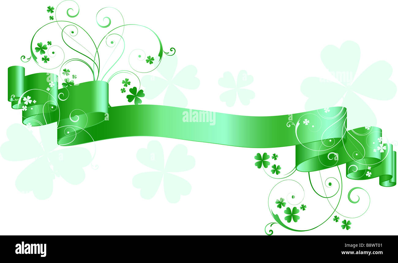 Green scroll with St Patricks day theme Stock Photo - Alamy