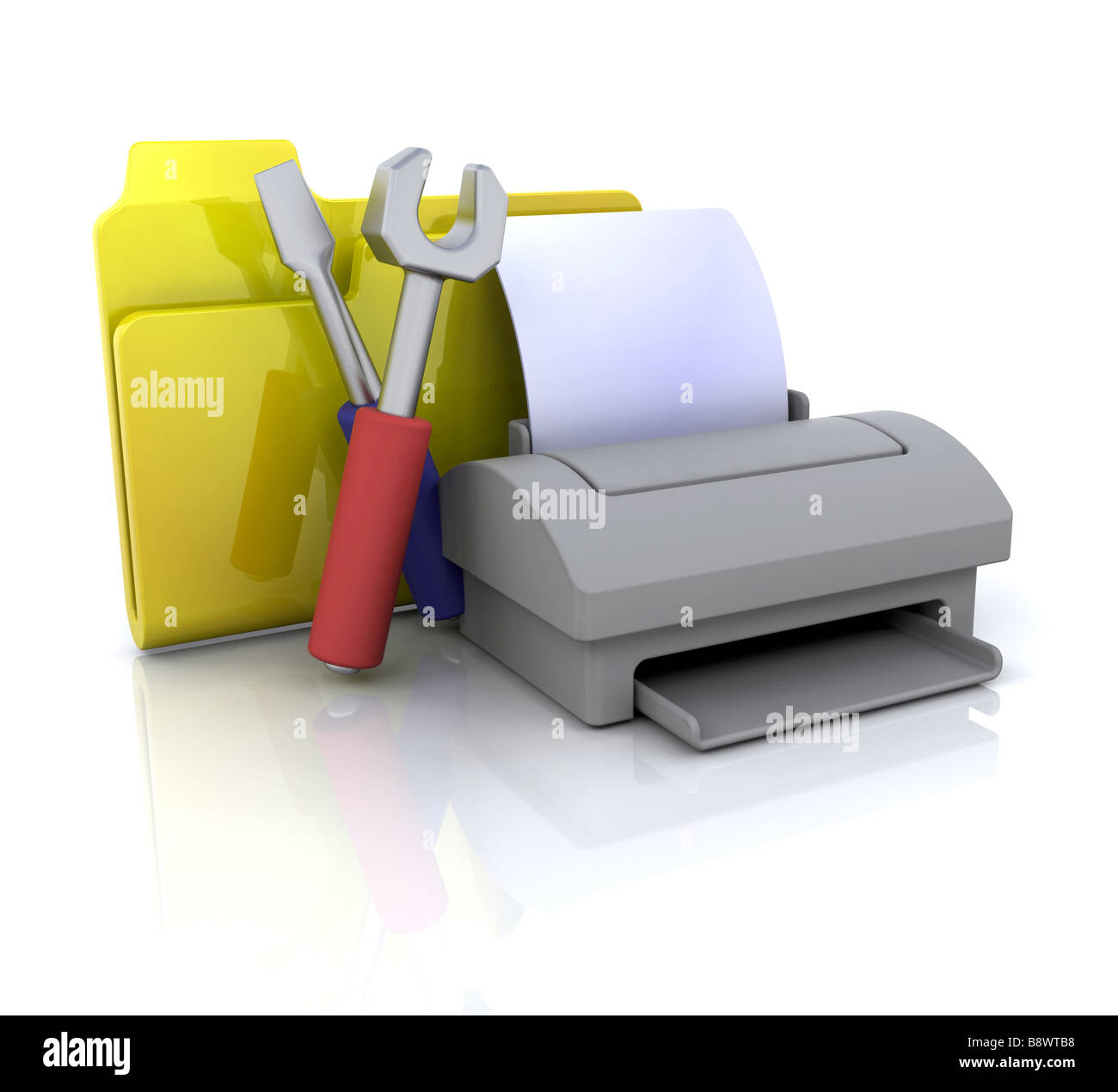 3D computer icon for printer settings Stock Photo - Alamy