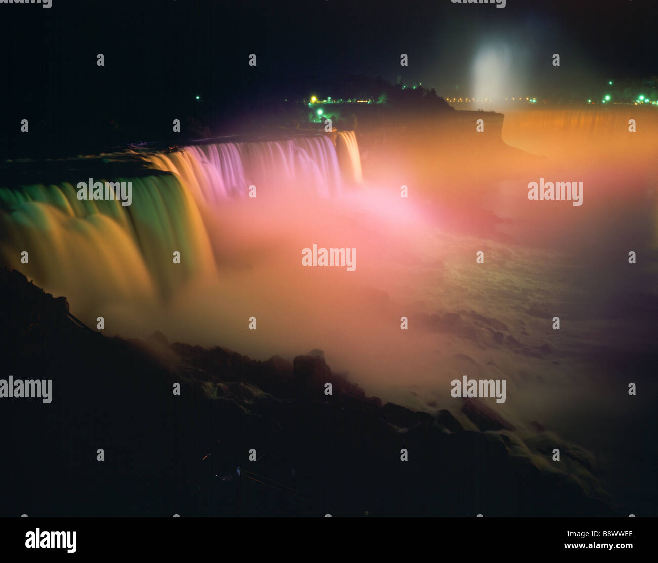 Niagara Falls illumination show USA Stock Photo - Alamy