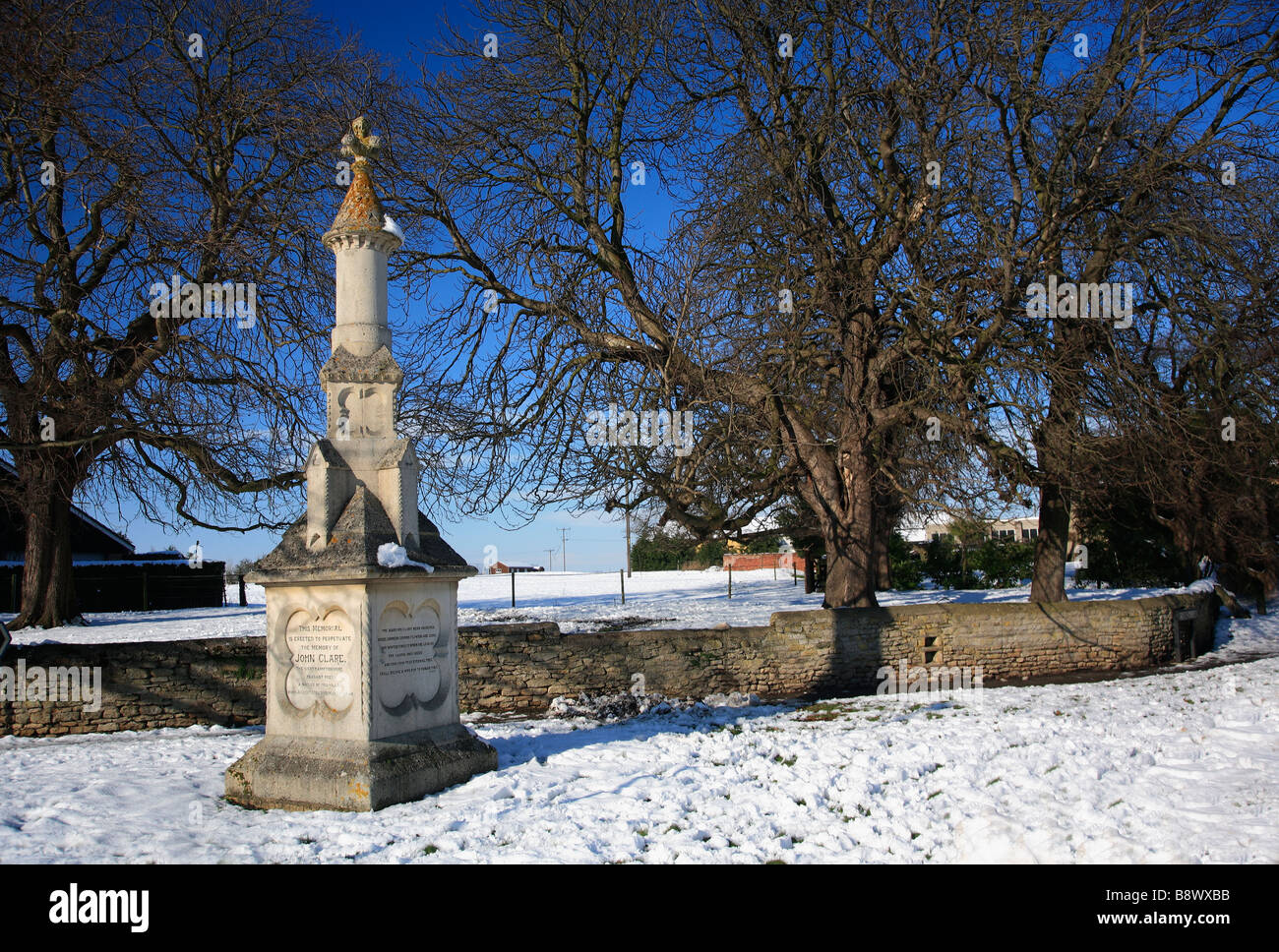 Landscape Winter Snow John Clare Stone Built Memorial Helpston village ...