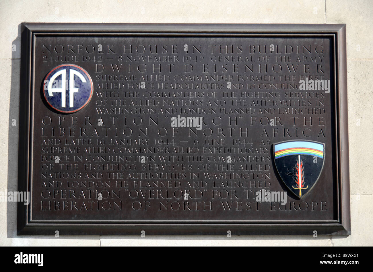 A memorial plaque on Norfolk House, Supreme HQ Allied Powers Europe ...