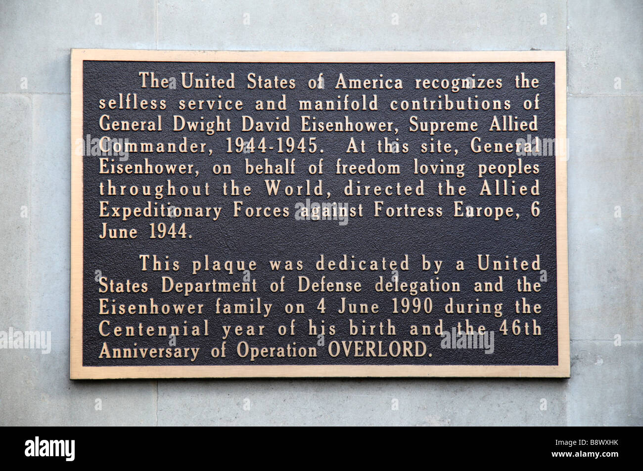 A memorial plaque on Norfolk House, Supreme HQ Allied Powers Europe ...