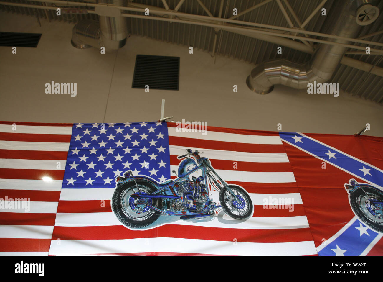 american flag on stand inside conference exhibition centre Stock Photo ...