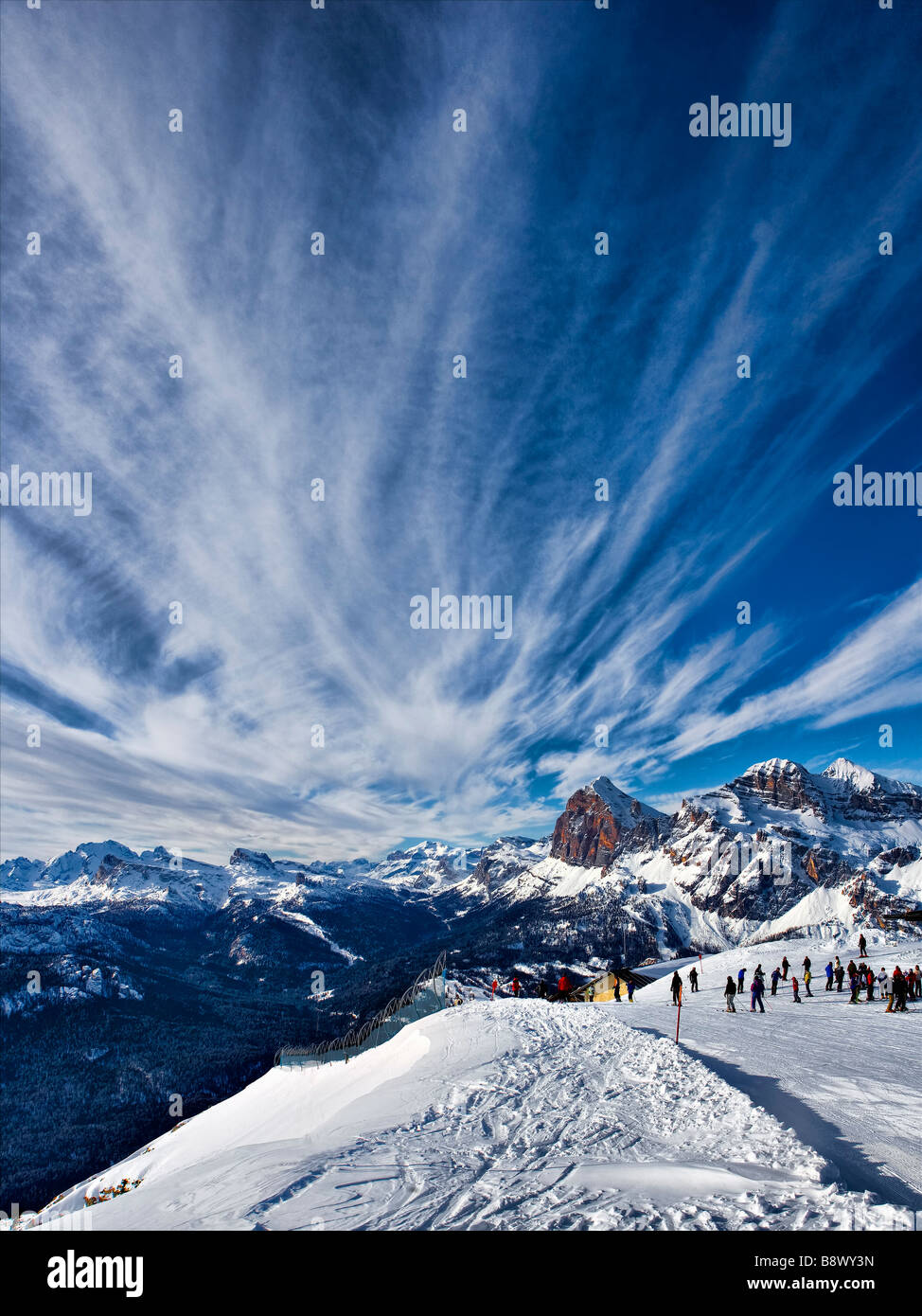 skiing down the Dolomites at Cortina D'Ampezzo Italian Alps Alpi Veneto ...