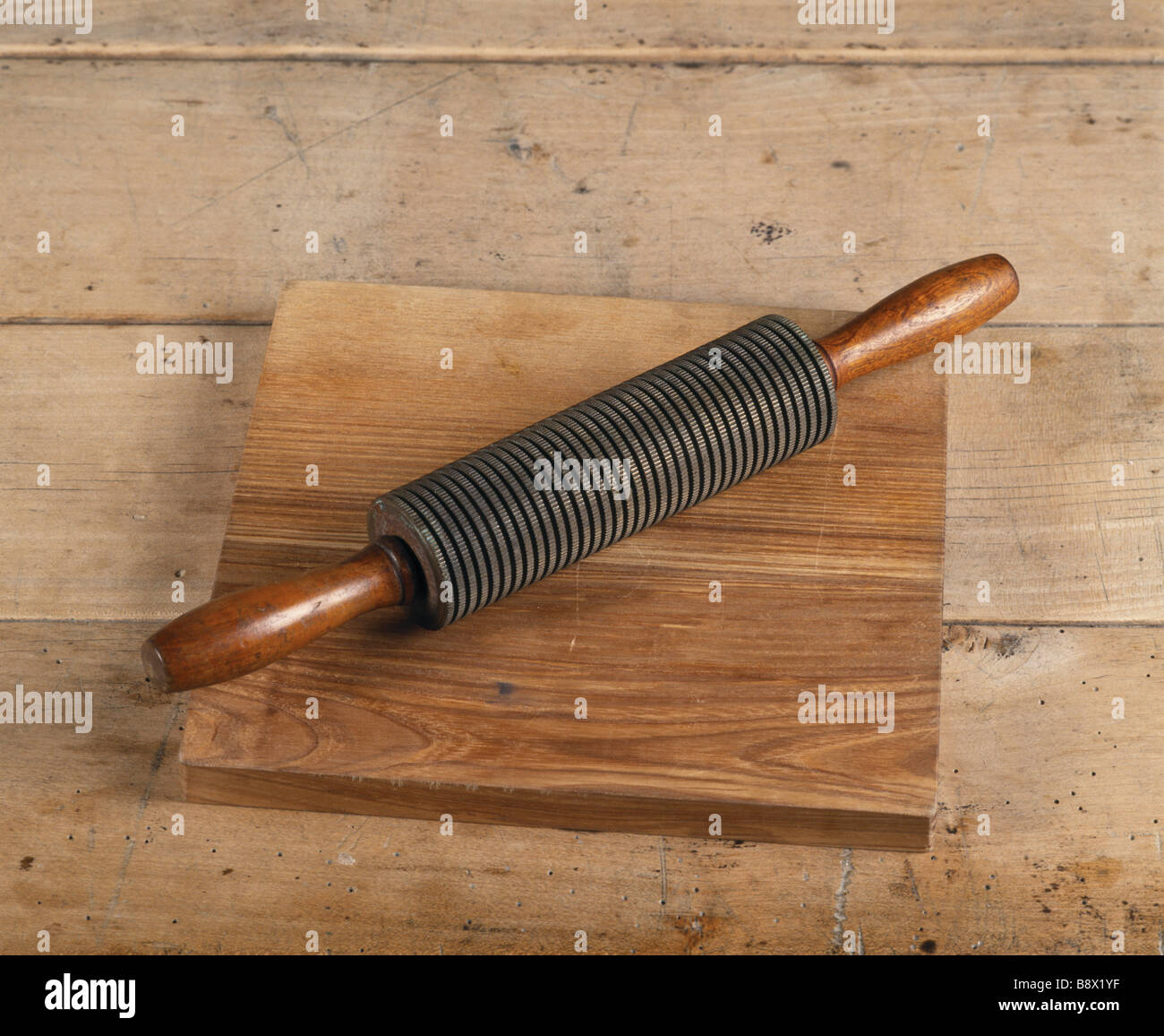 Metal Oat Cake Roller from the kitchen at East Riddlesden Hall Stock ...