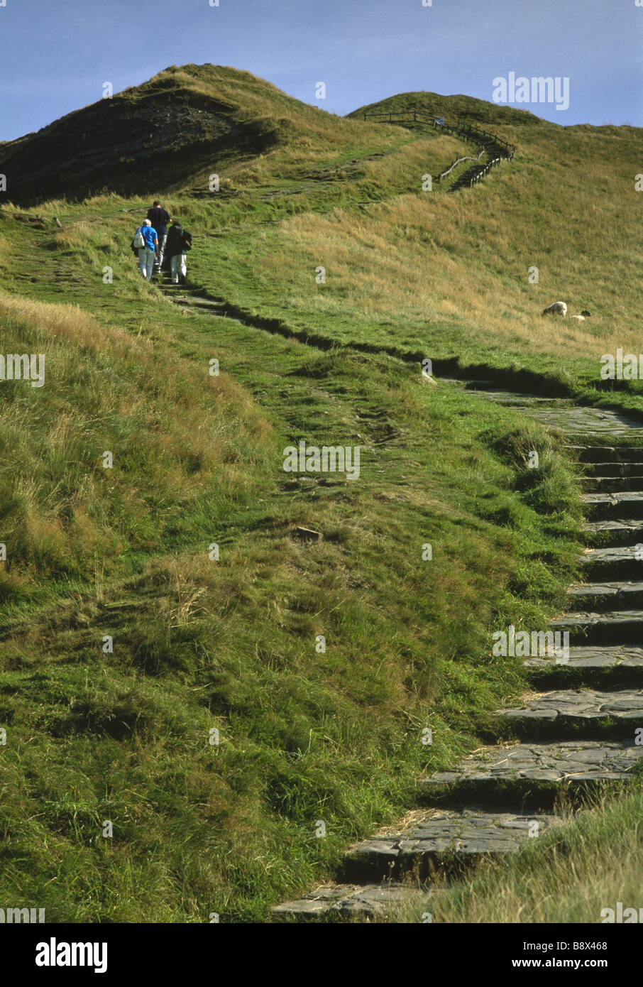 The stepped path leading to the summit of Mam Tor in the Peak District ...