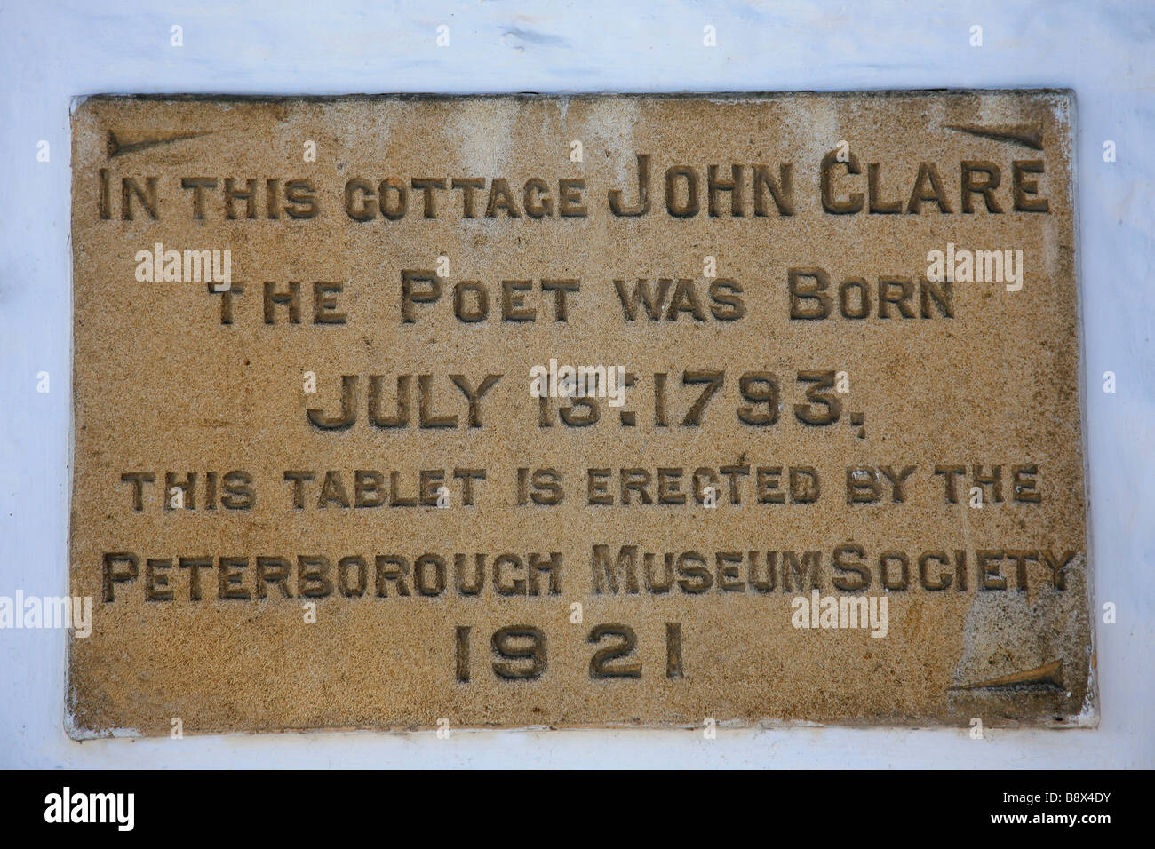 Memorial Plaque John Clare Cottage Stone Built Thatched Roof Helpston ...