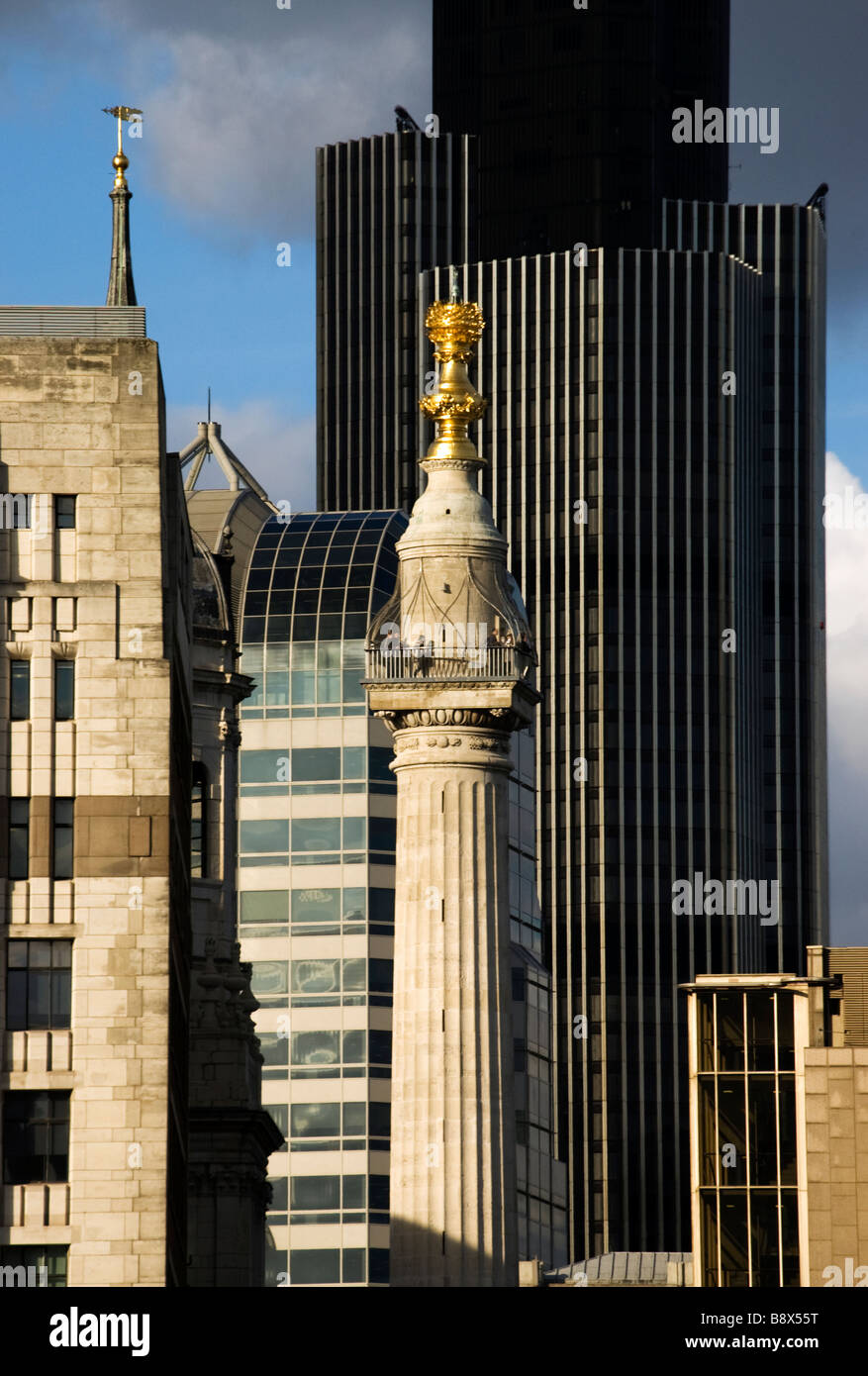 The Fire Monument with the City and tower 42 in background Stock Photo ...
