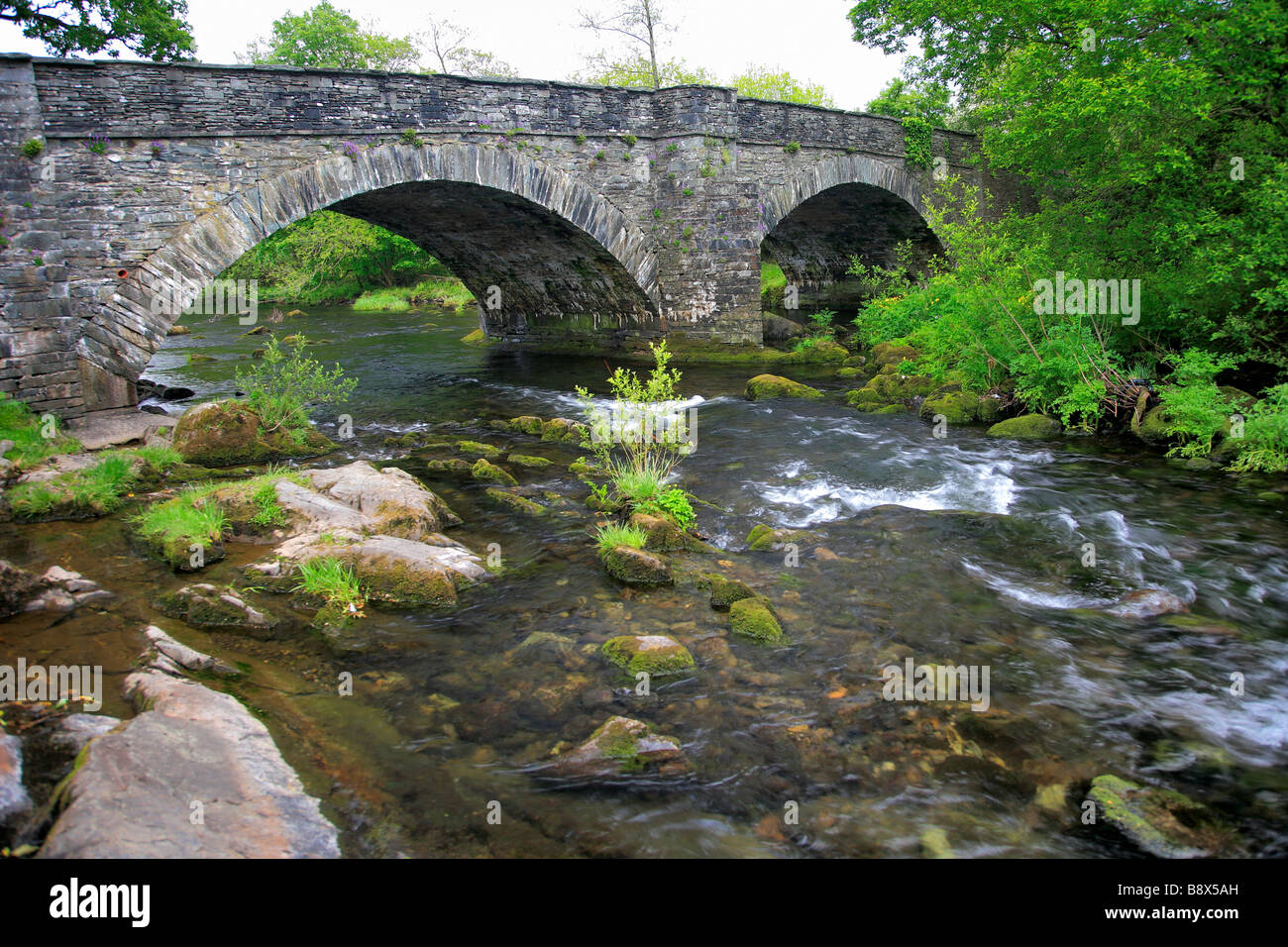 Stone Bridge over the River Brathay at Skelwith Force Langdale Lake ...