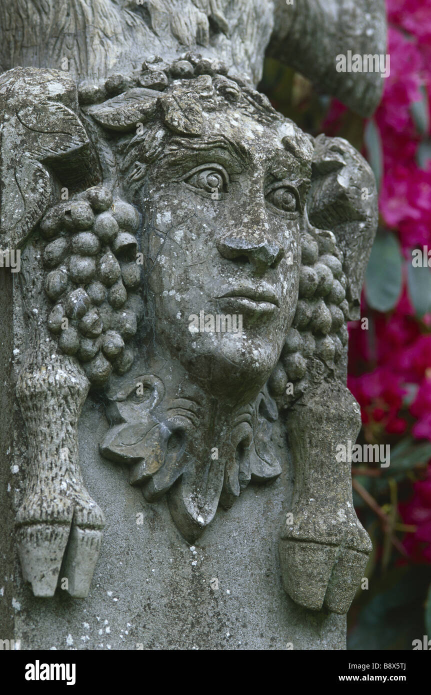 Detail of face on monkey pot pillar in the Italian Garden at Mount ...