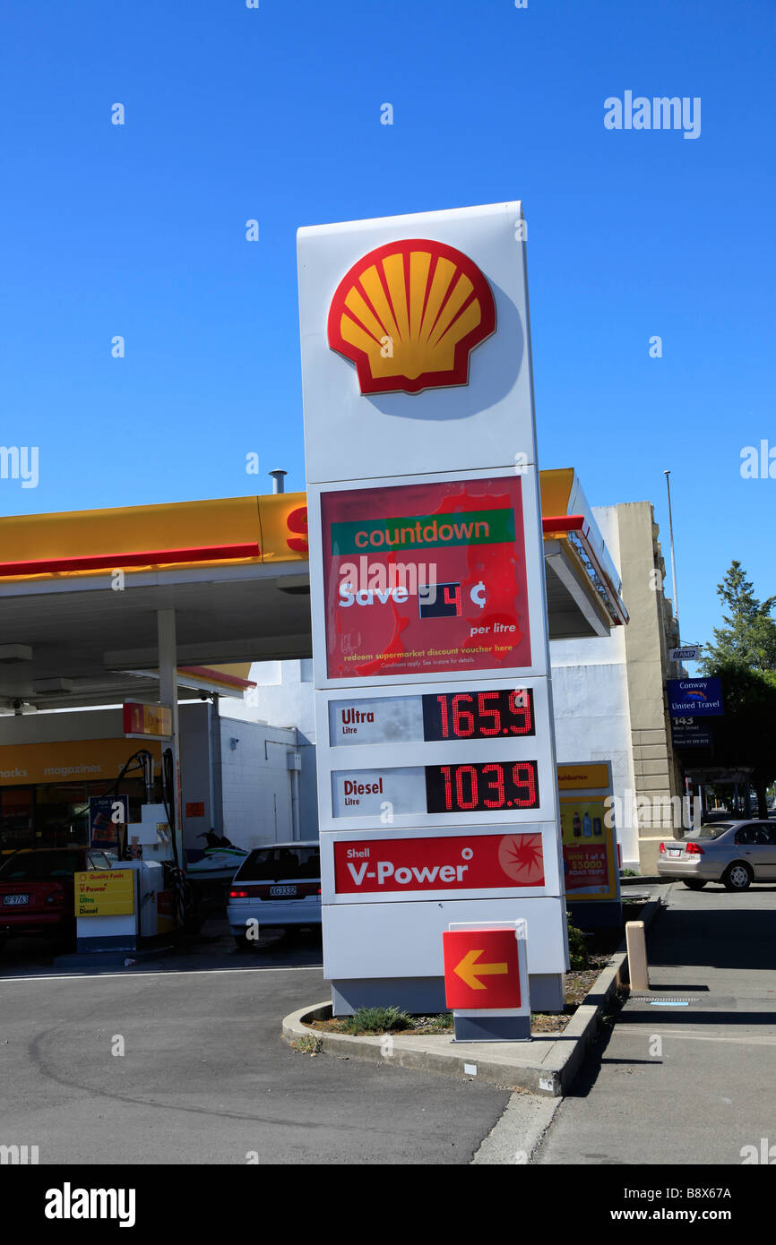 Shell petrol gas station road sign,Ashburton,Mid Canterbury,South ...