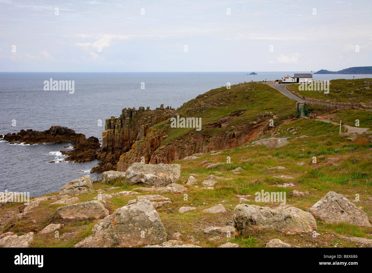 Coastline at the Lands End Visitor Centre Cornwall County England UK ...