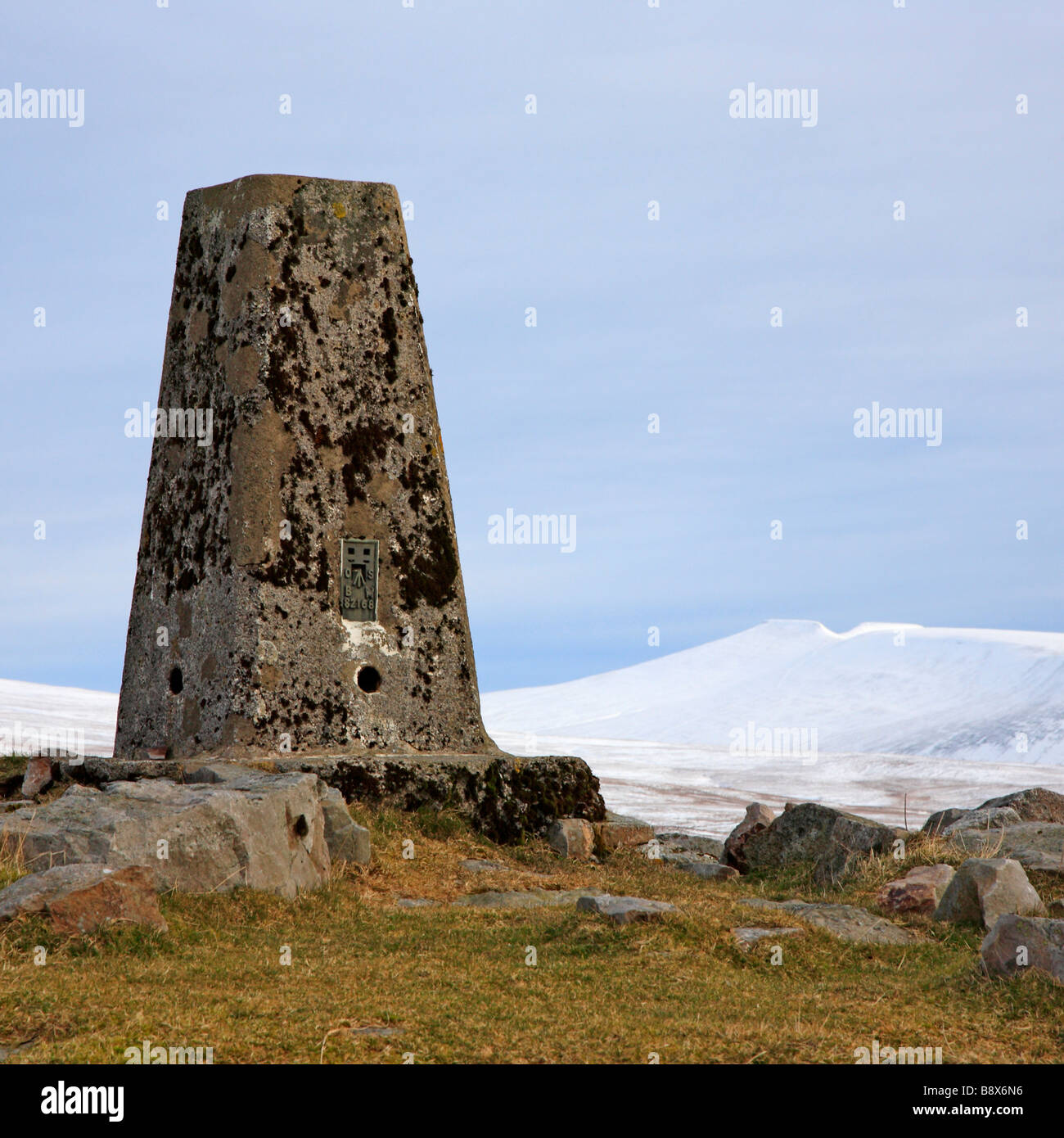 Trig Point Corn Du Pen y Fan Brecon Beacons Wales UK Stock Photo - Alamy