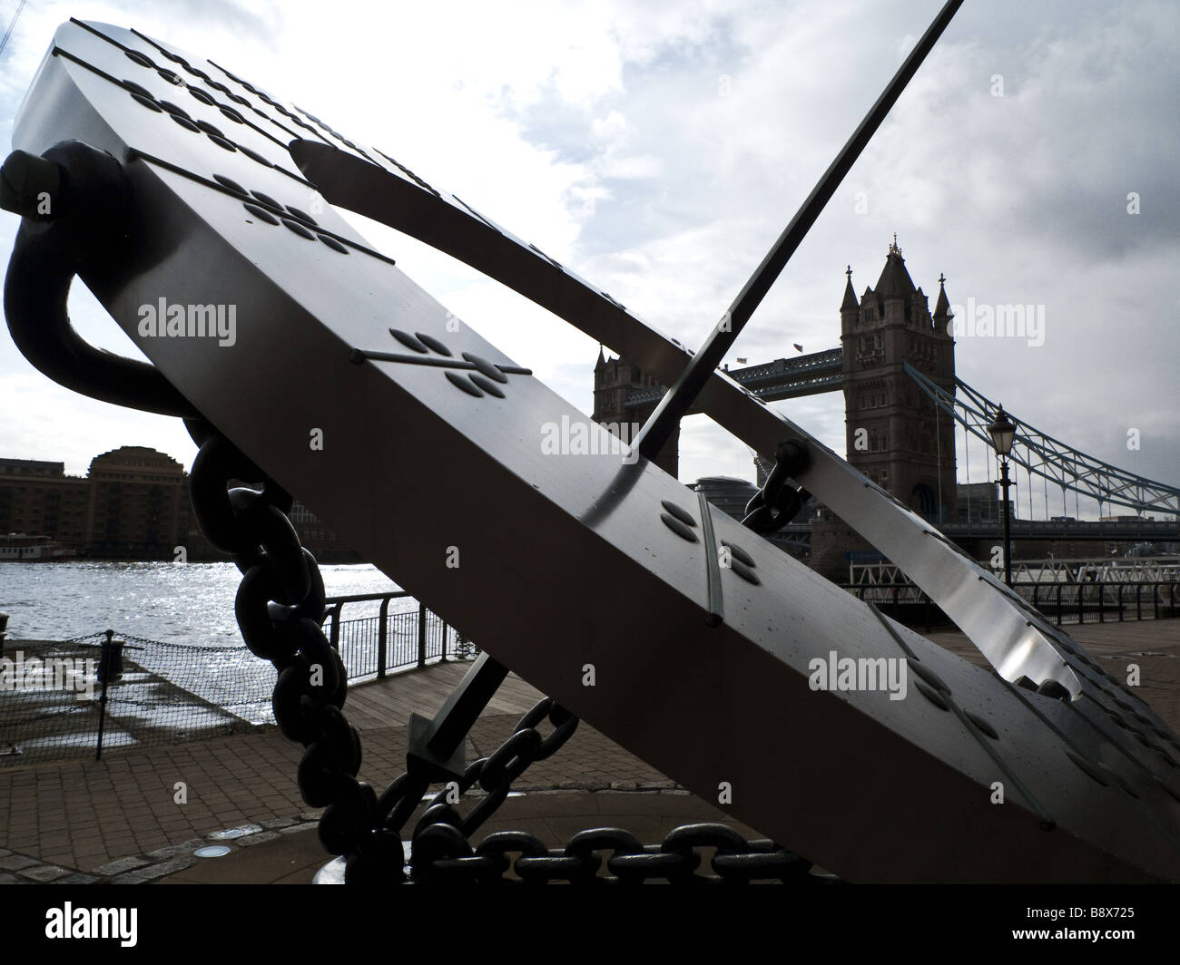 Tower Bridge and Sundial Stock Photo - Alamy