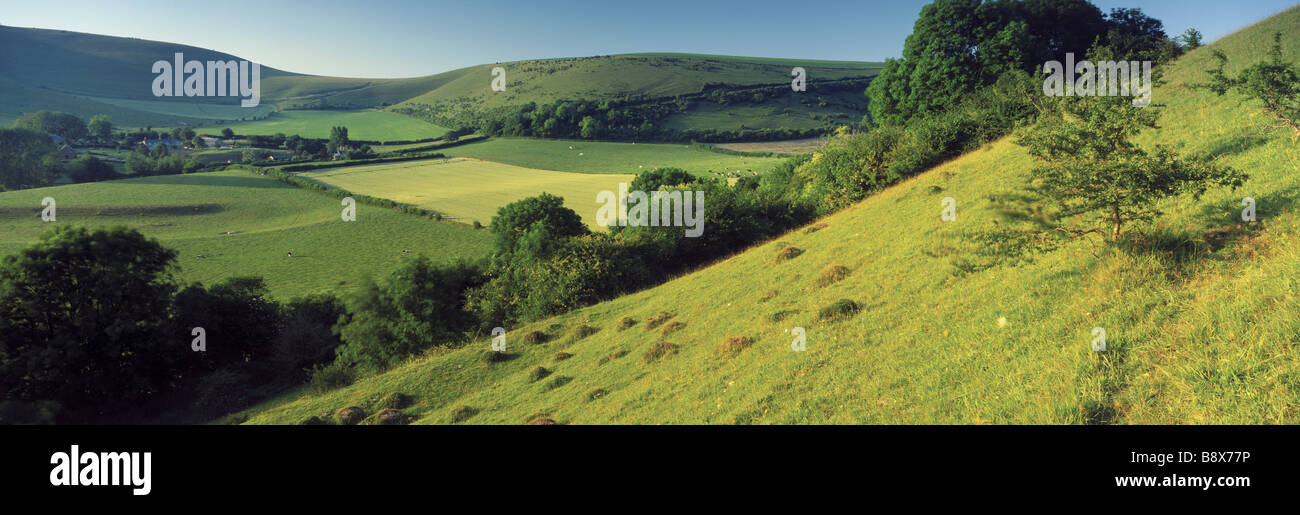 A view of the landscape at Fontmell Down in the summer Stock Photo - Alamy