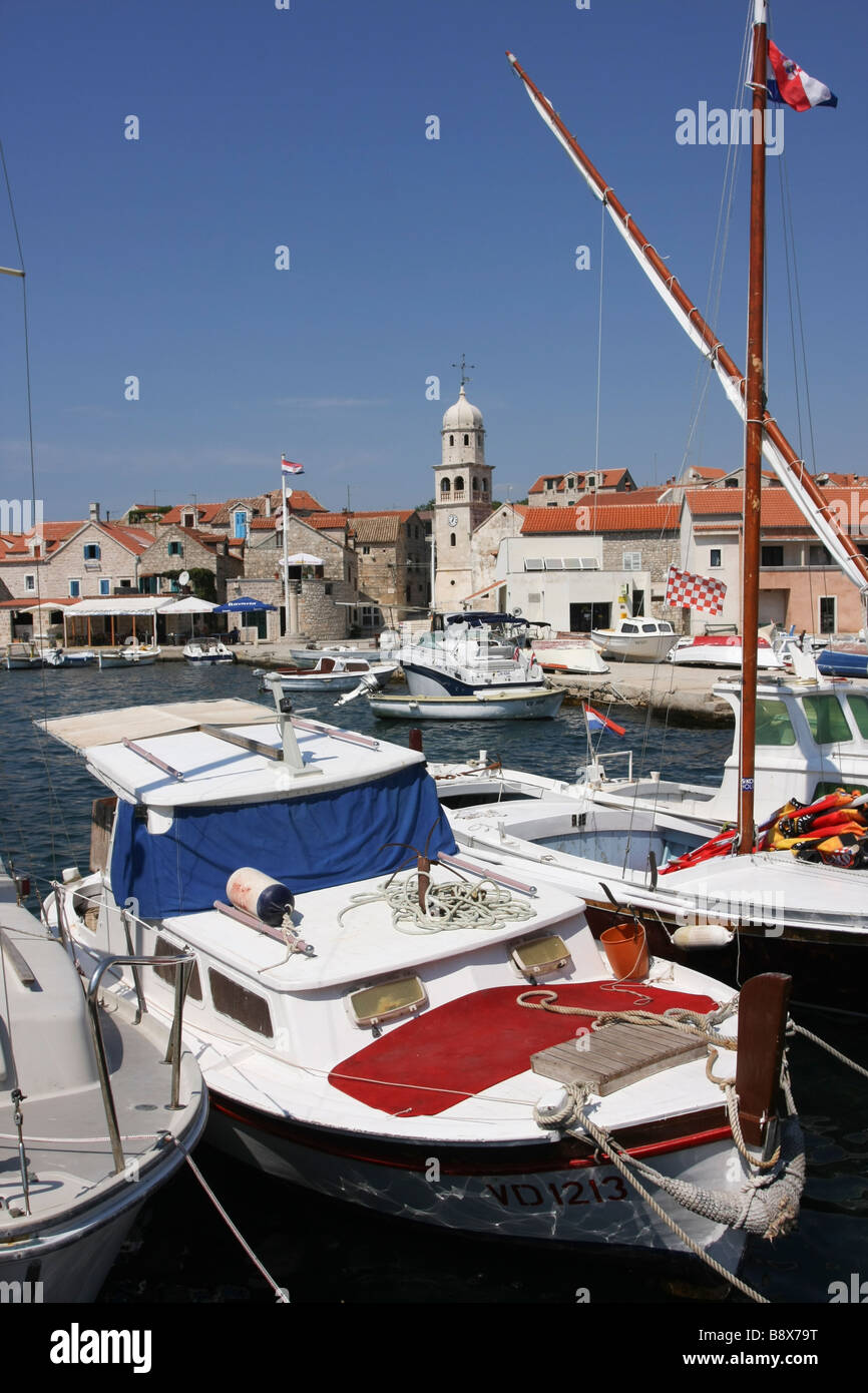 Old town harbor in Sepurine Prvic Croatia Stock Photo - Alamy