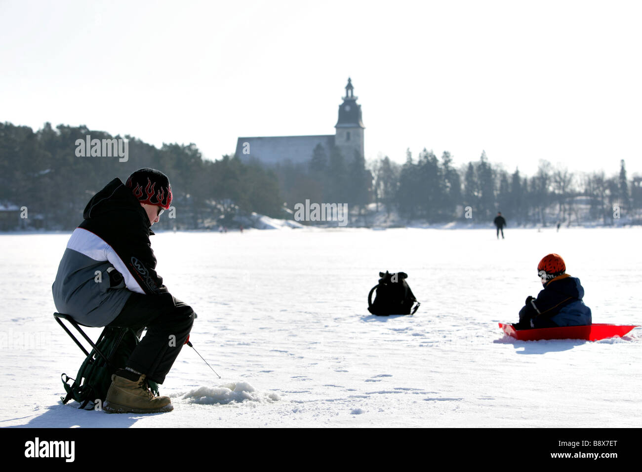 Ice Fishing For editorial use only Stock Photo - Alamy