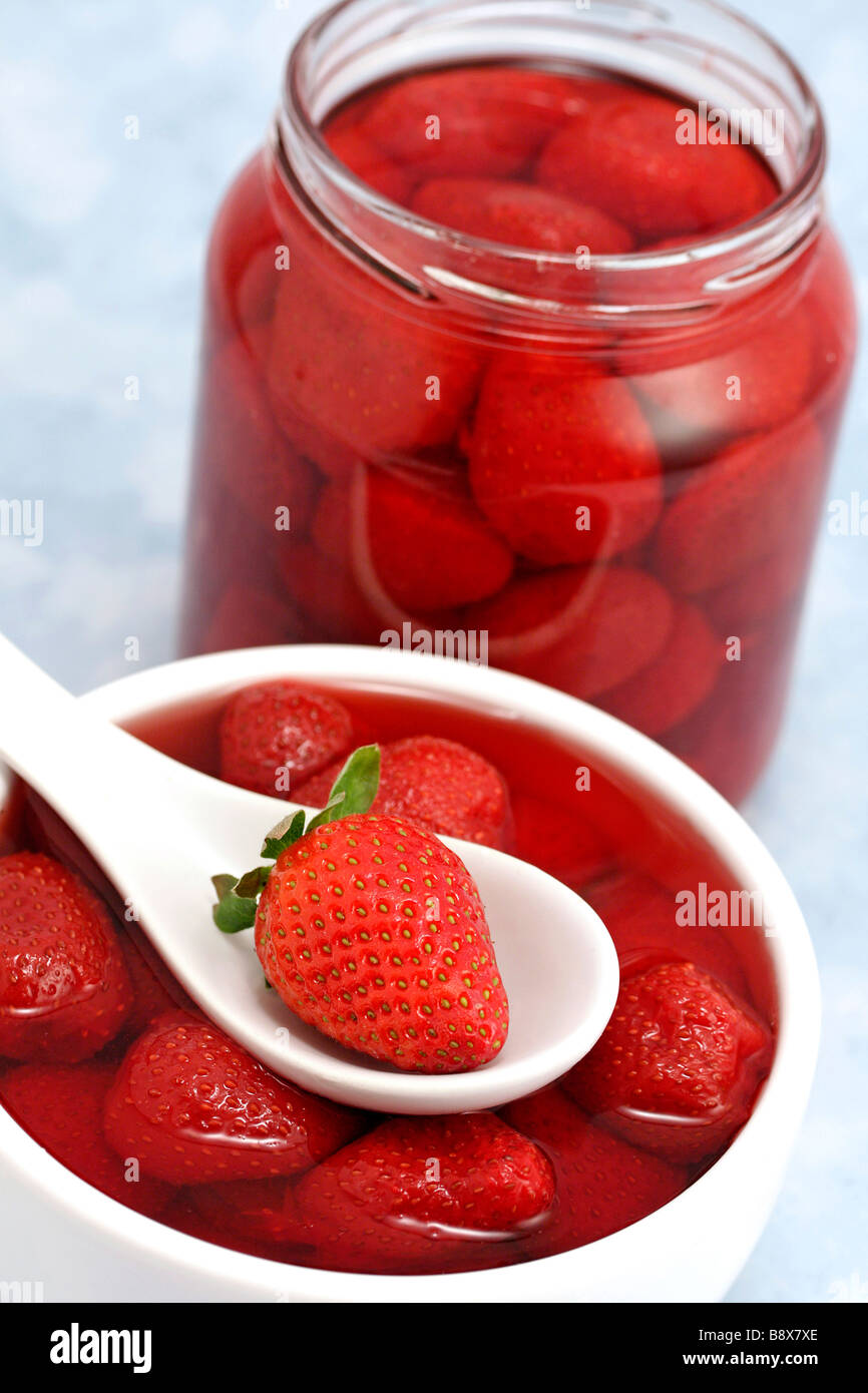 Strawberries in syrup Stock Photo - Alamy
