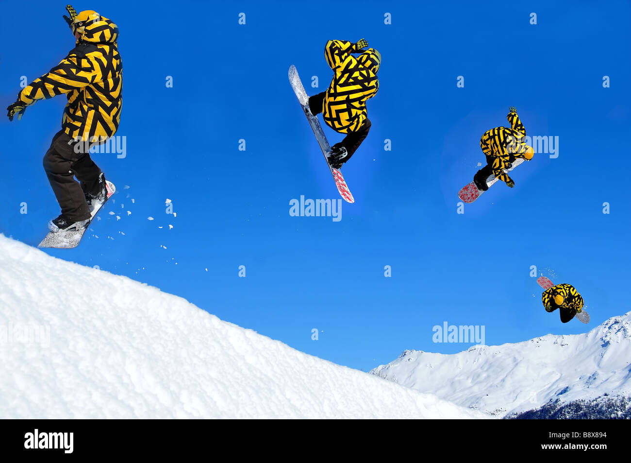 snowboard jump sequence Stock Photo - Alamy