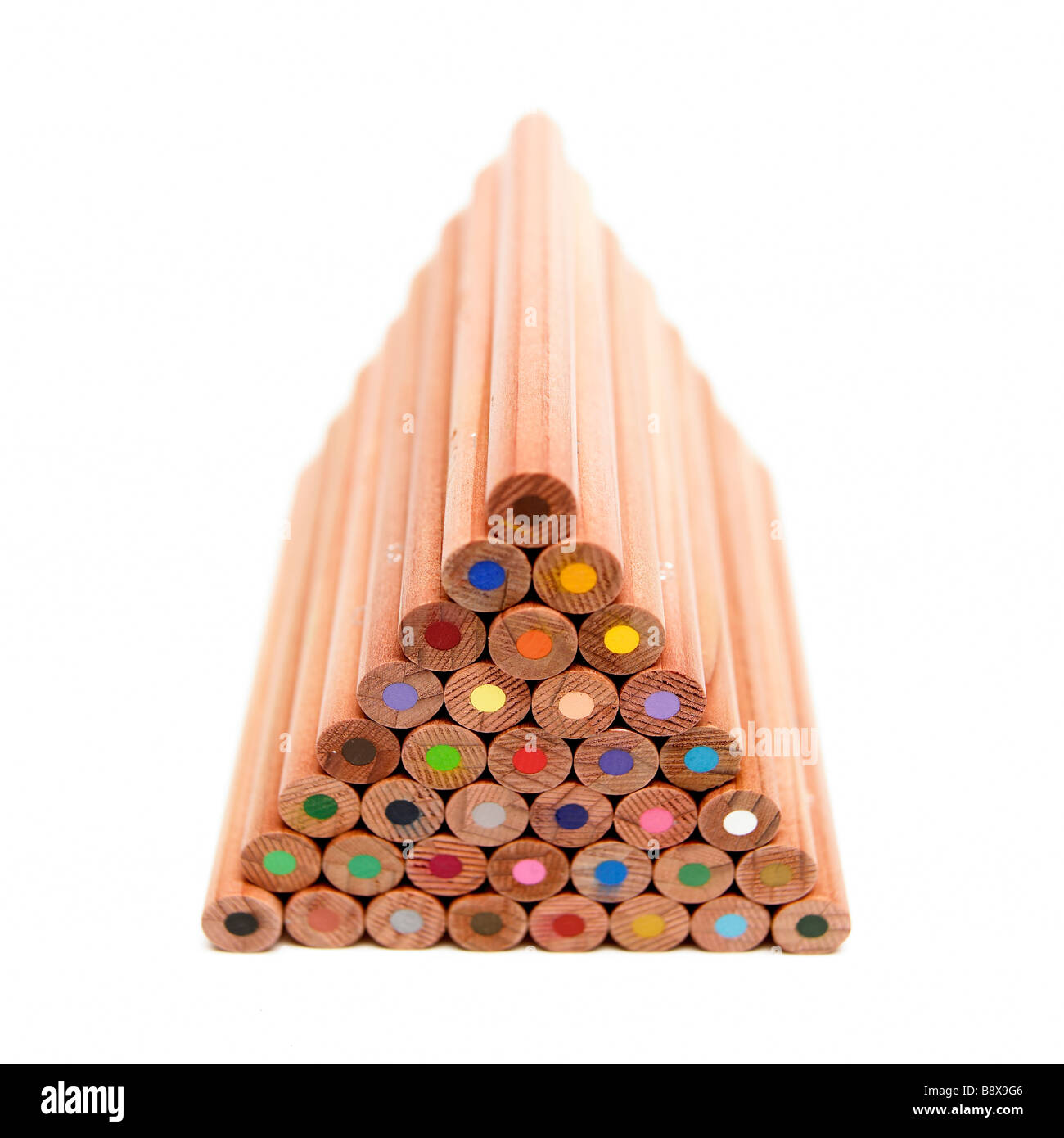 A stack of wooden coloured / colored pencils Stock Photo - Alamy