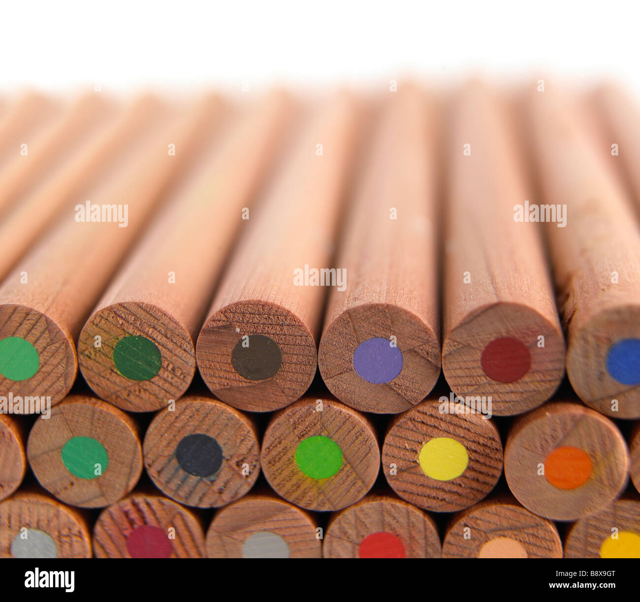 A stack of wooden coloured / colored pencils Stock Photo - Alamy