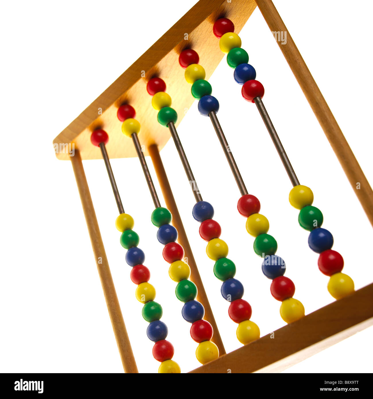 A wooden colourful abacus on a white background Stock Photo - Alamy