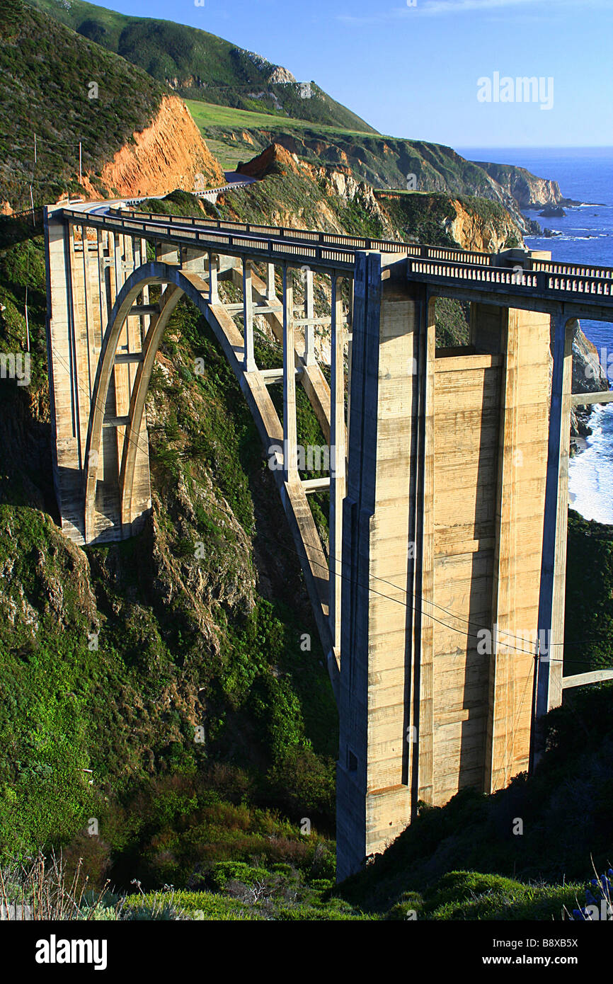 High angle view of an arch bridge, Bixby Creek Arch Bridge, Big Sur ...