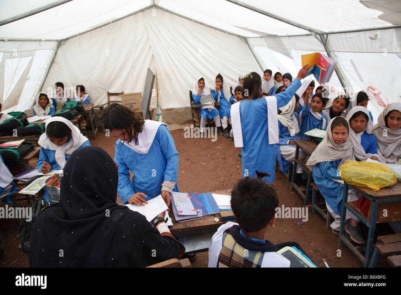 lesson in elementary school in mountains near Muzzafarabad in Azad ...