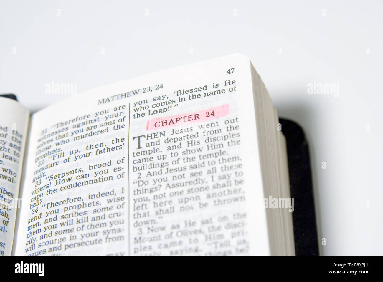 a chapter of the New Testament highlighted with marker Stock Photo - Alamy