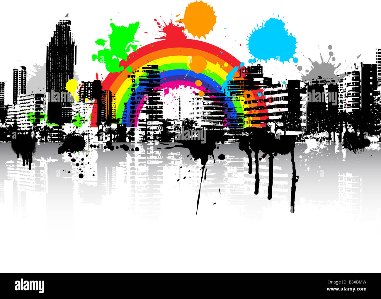 Abstract style urban grunge scene background with rainbow Stock Photo ...