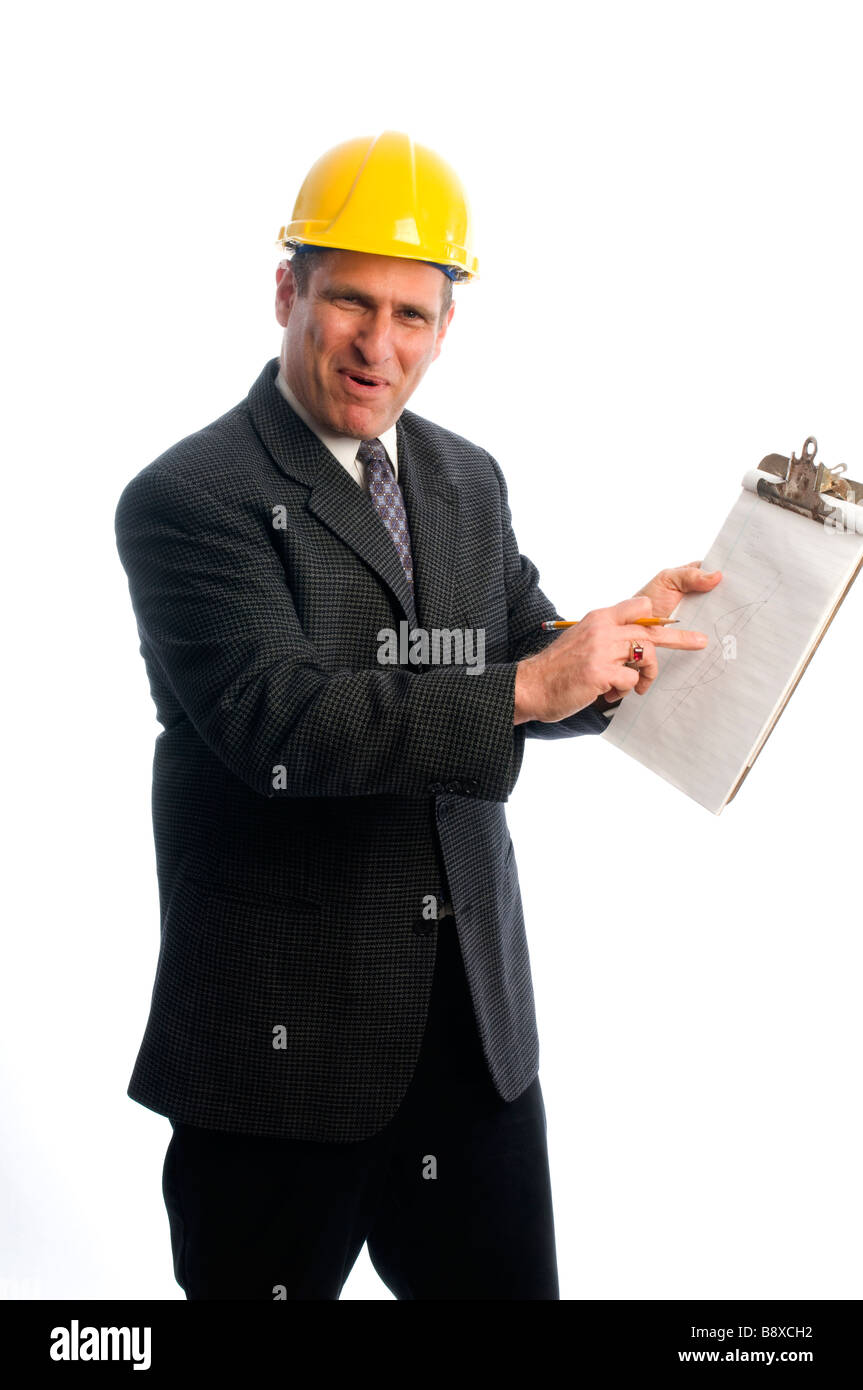 excited happy contractor builder architect with plan clipboard Stock ...