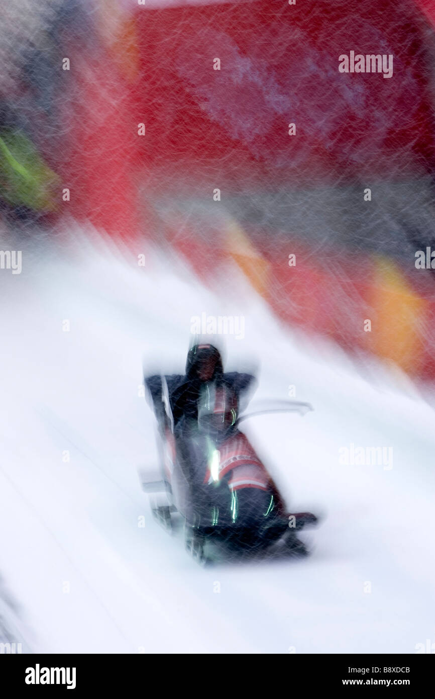 Two man bobsled in action Stock Photo - Alamy