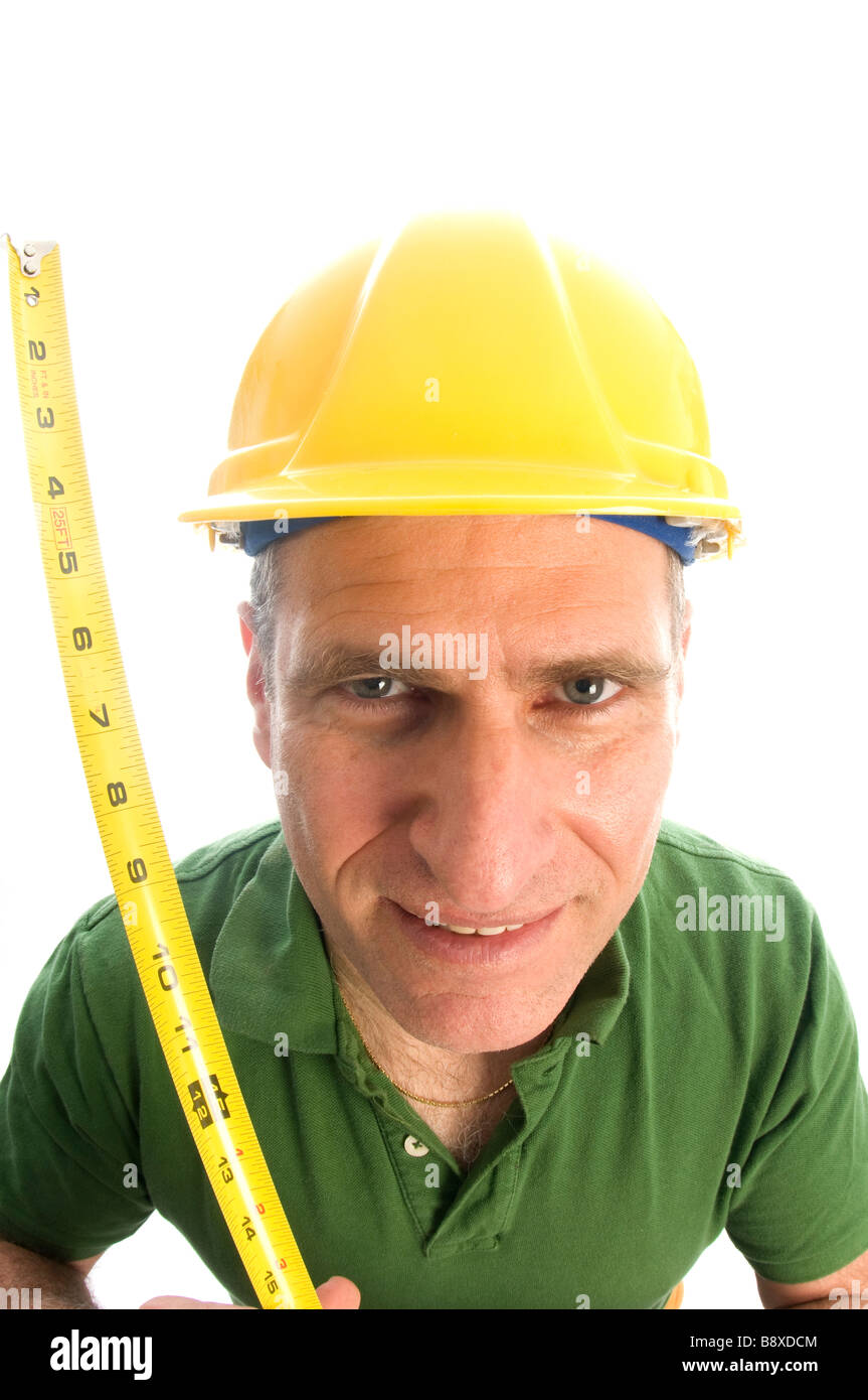 contractor handyman repair man smiling home owner with hard hat helmet ...